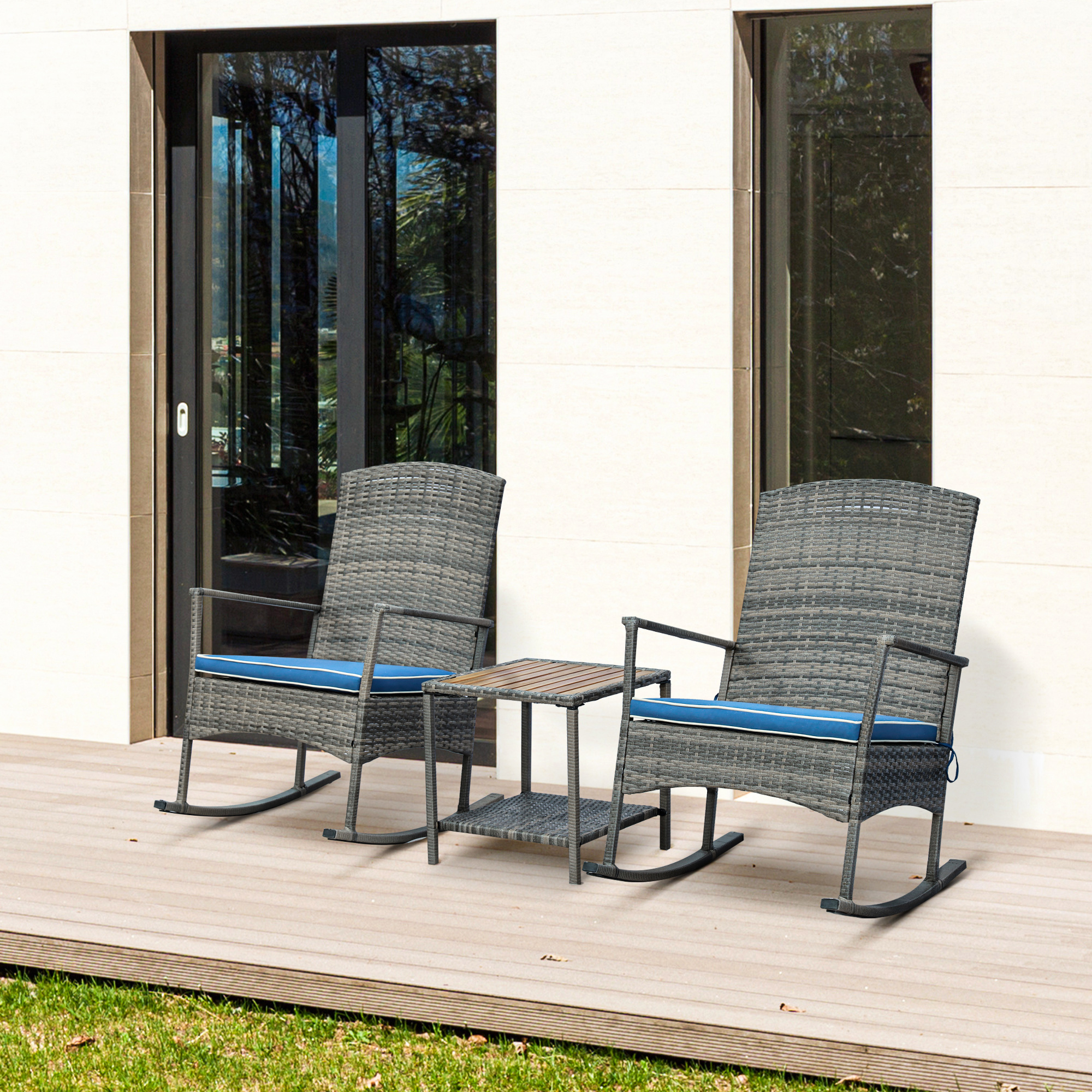 Patio Rocking Chair Set 2 Pe Chairs - Temu