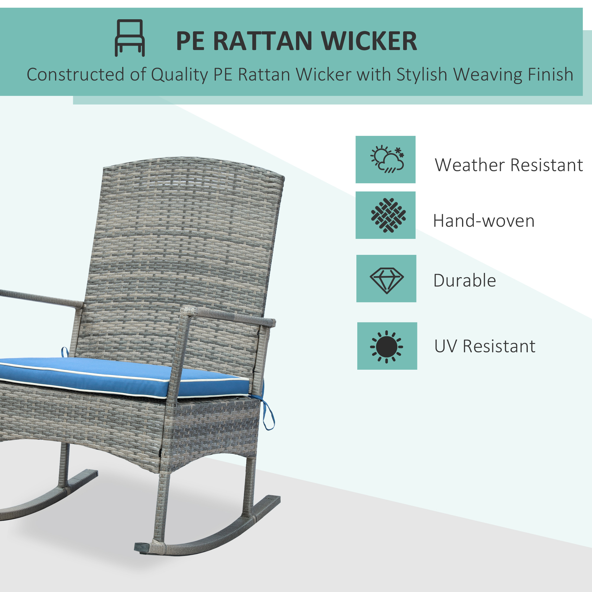Patio Rocking Chair Set 2 Pe Chairs - Temu