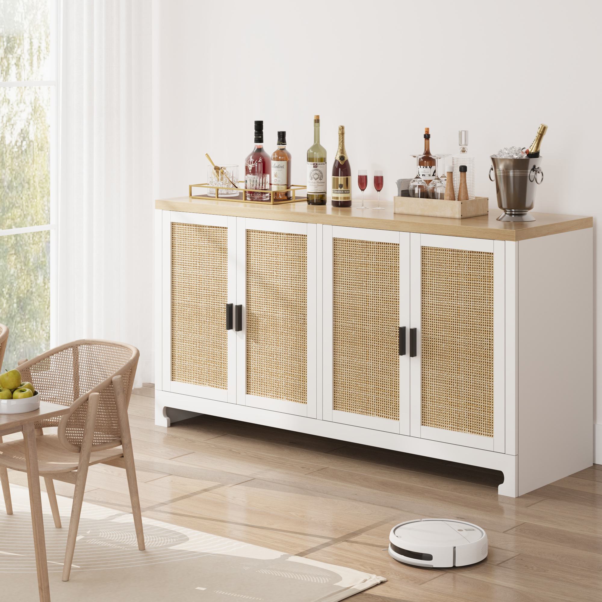 Buffet Cabinet Rattan Style Storage Cabinet Buffet - Temu