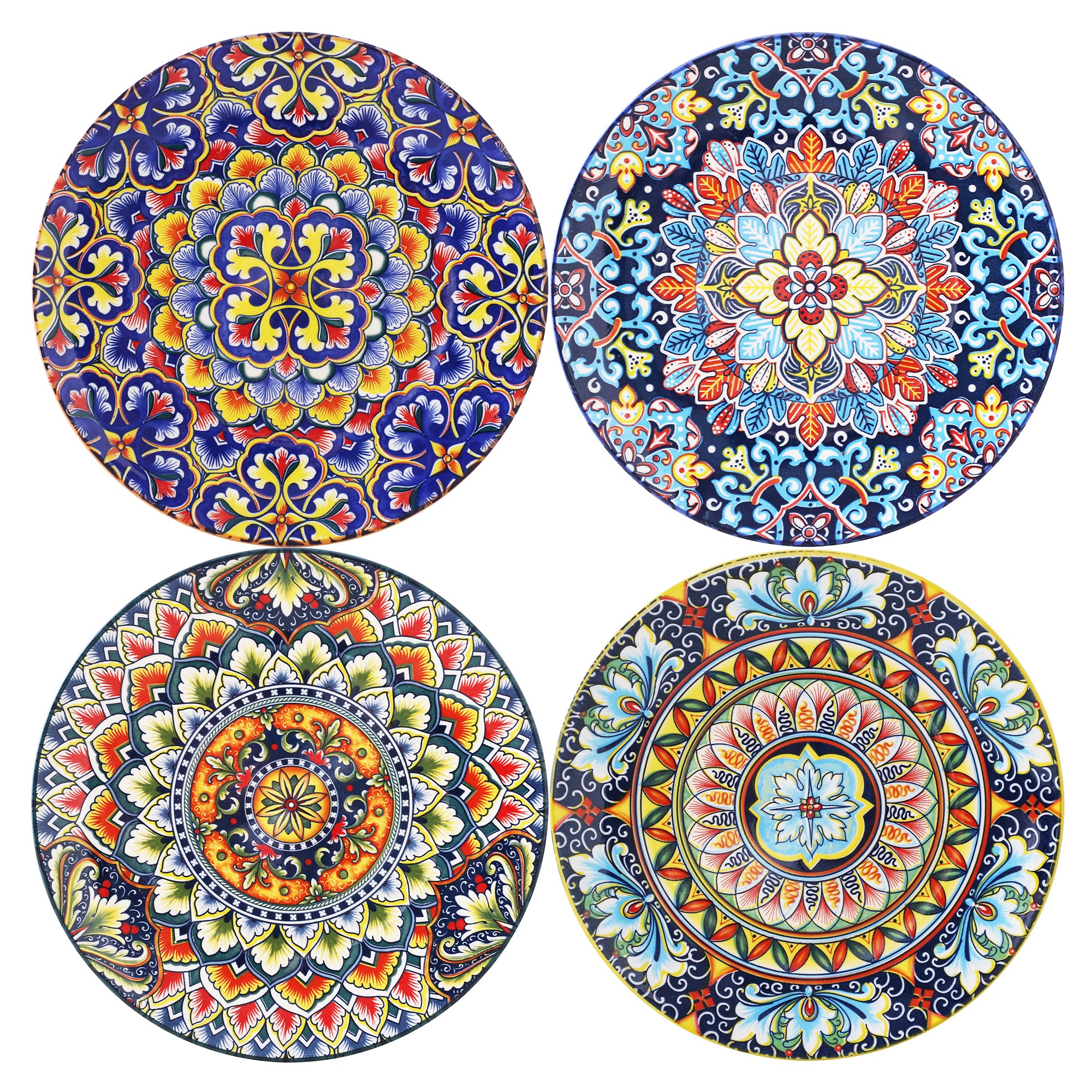 bohemian 4-piece porcelain dessert plates -8.5 inch, microwave, oven ...