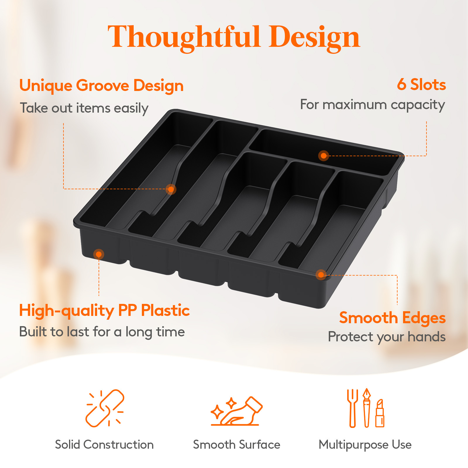 silverware drawer organizer tray plastic cutlery storage - Temu