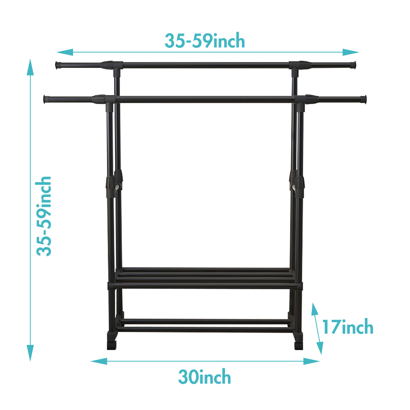 Heavy Duty Adjustable Double Rail Rolling Garment Rack - Temu