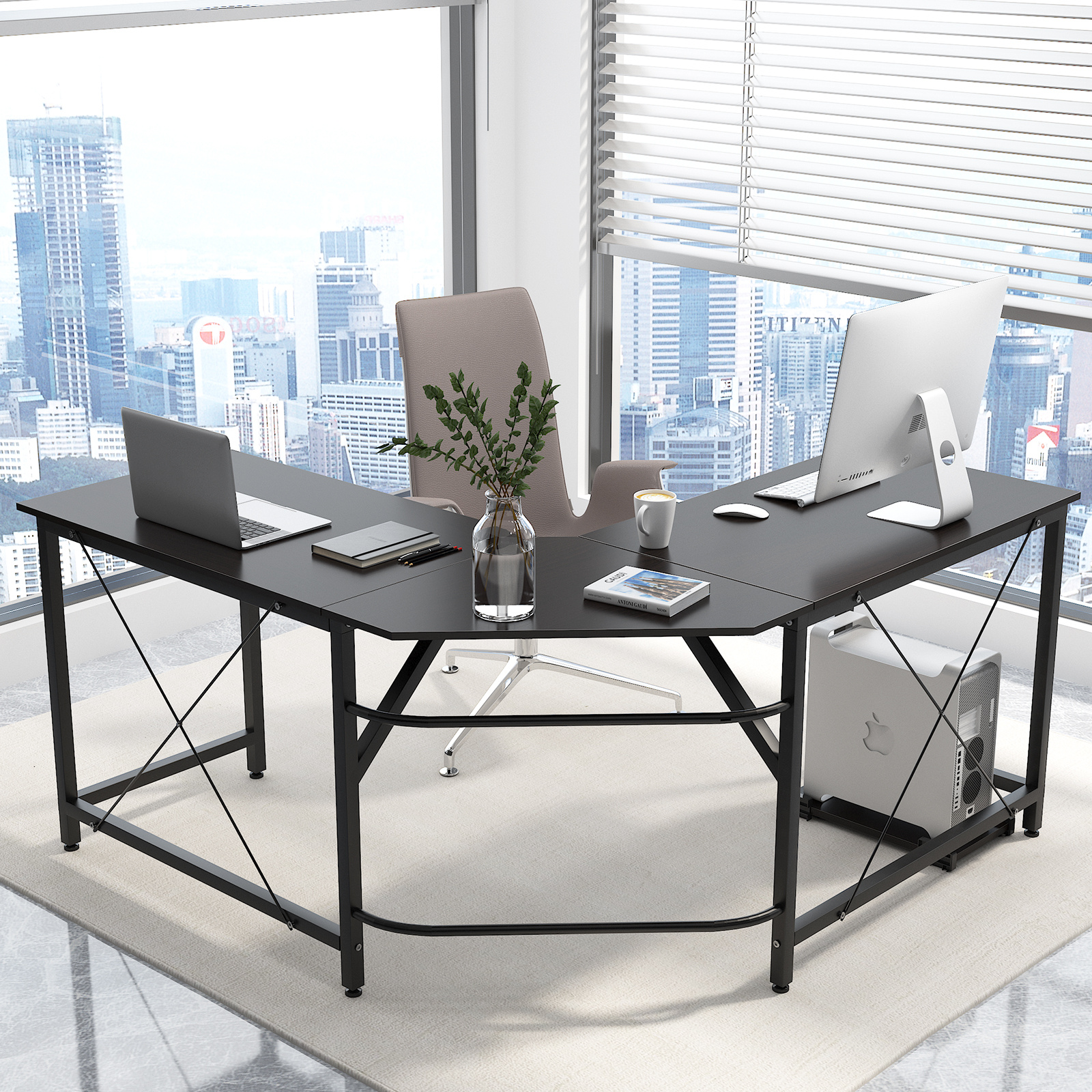 L Shaped Office Desk, 59 X Large L Shaped Desk For Home Office, Sturdy ...