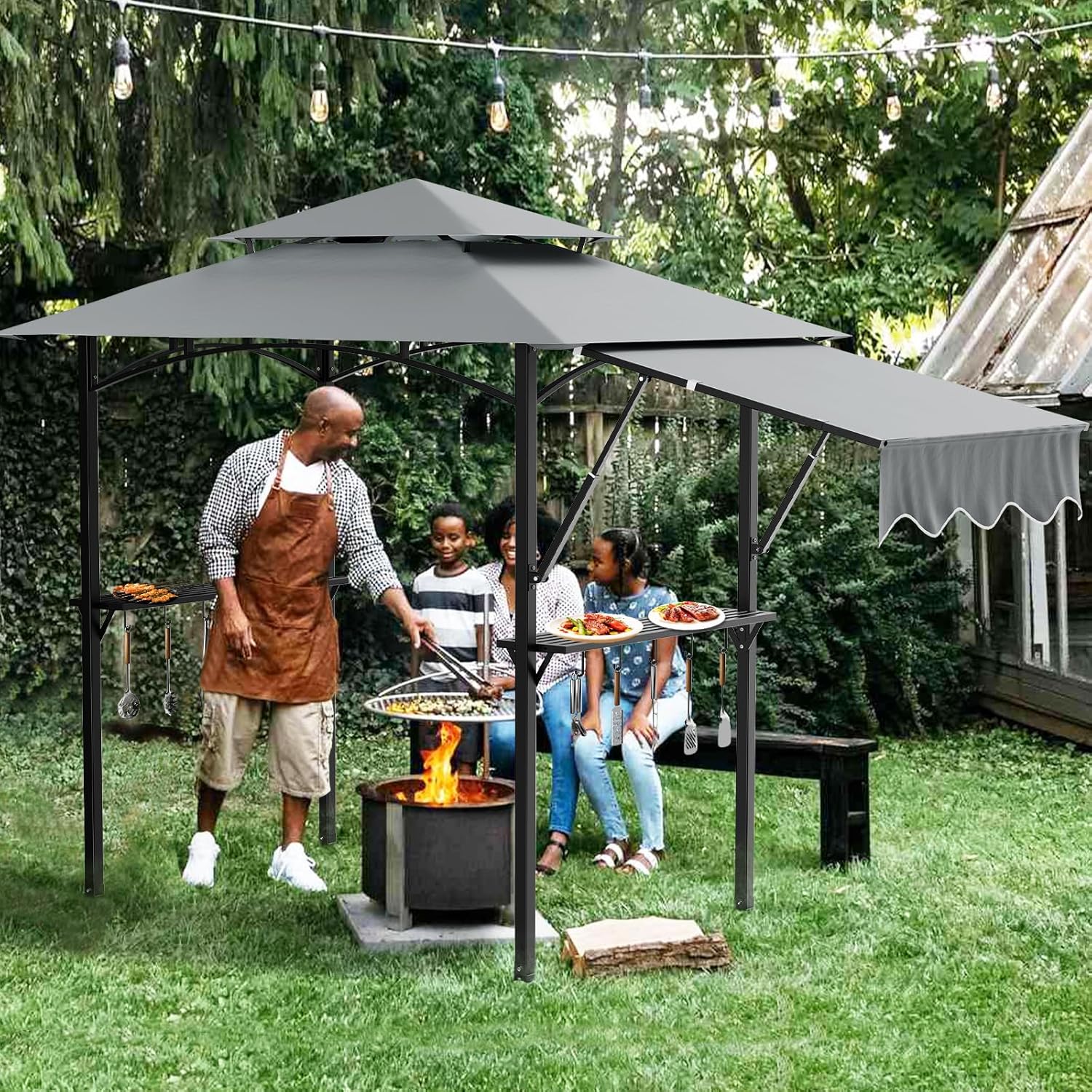 8'x 5' Double Tiered Grill Gazebo Canopy Outdoor Bbq Gazebo - Temu
