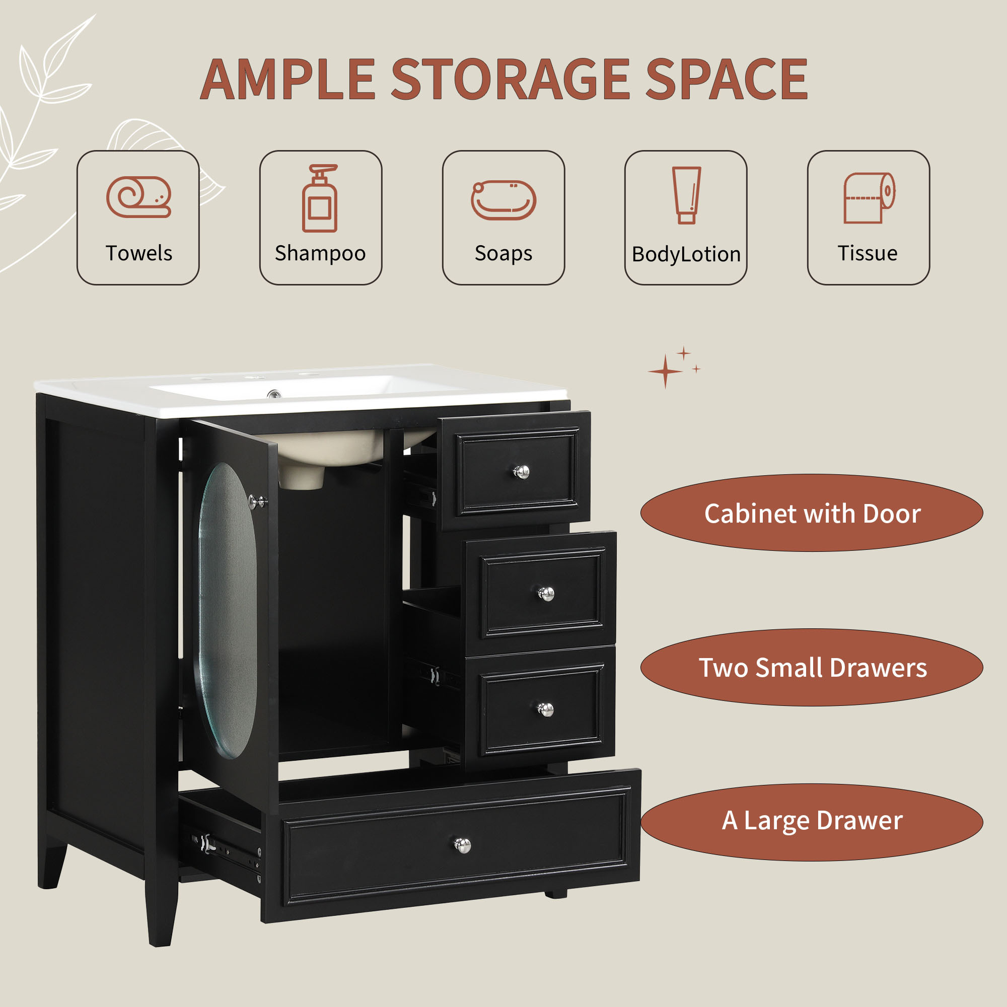 Bathroom Vanity Sink Bathroom Vanity Cabinet Drawers - Temu