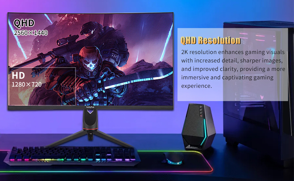 32 inch 2k monitor, 165hz 1440p computer monitor, frameless pc monitor ...