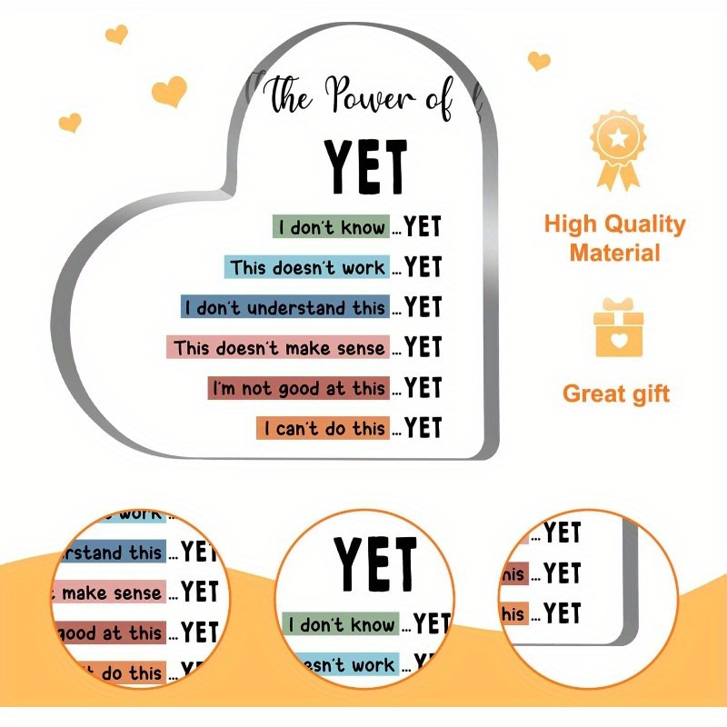 Power Yet Growth Mindset Sign Acrylic Heart Keepsake Therapy - Temu
