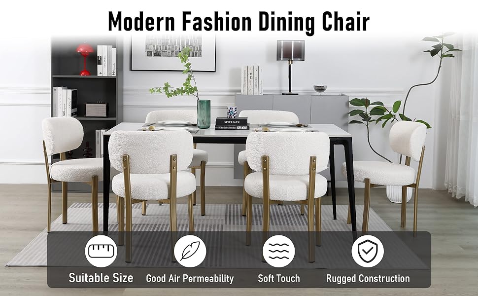 Dining Chairs White Upholstered Boucle Sherpa Dining - Temu