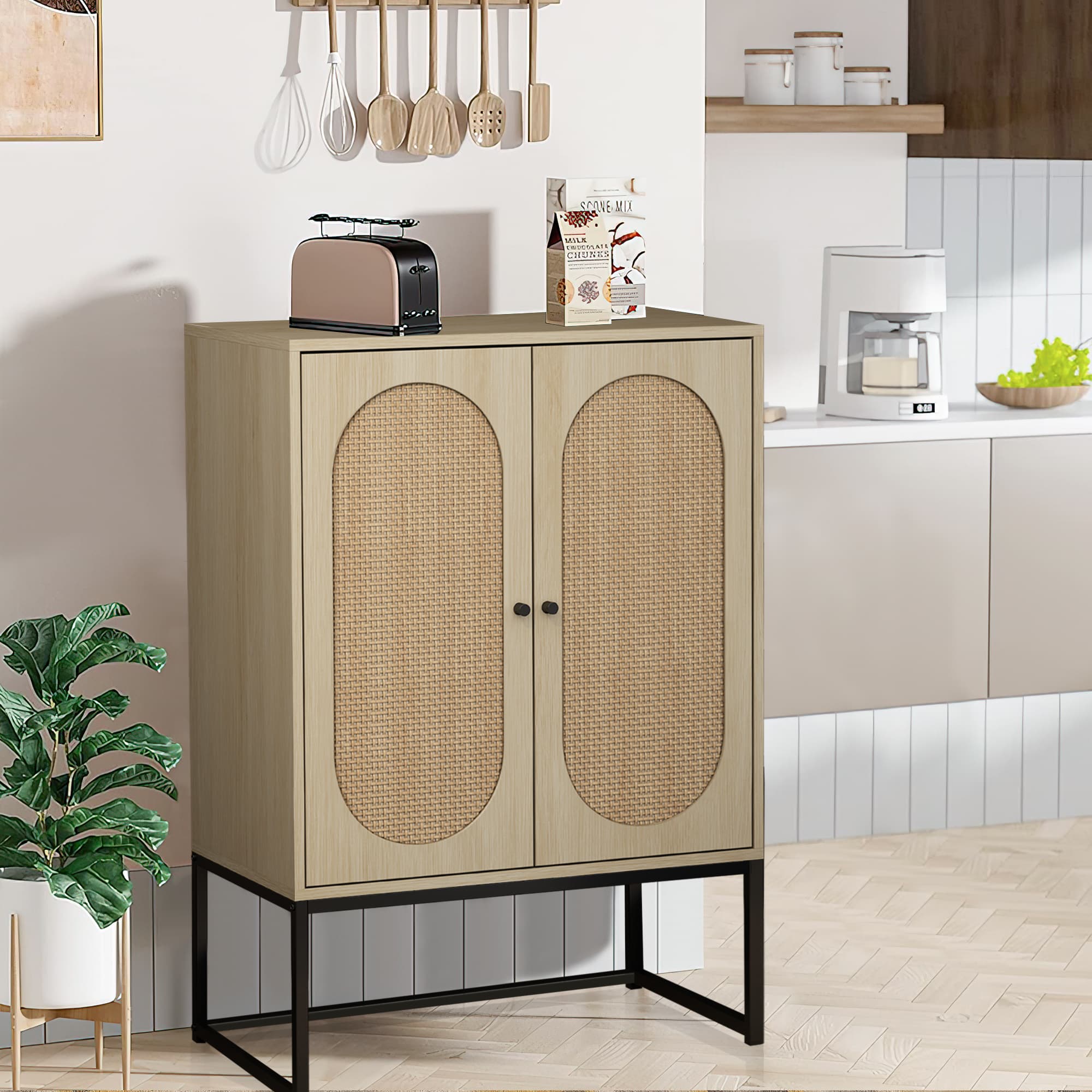 Boho Storage Cabinet Freestanding Cabinet Kitchen - Temu