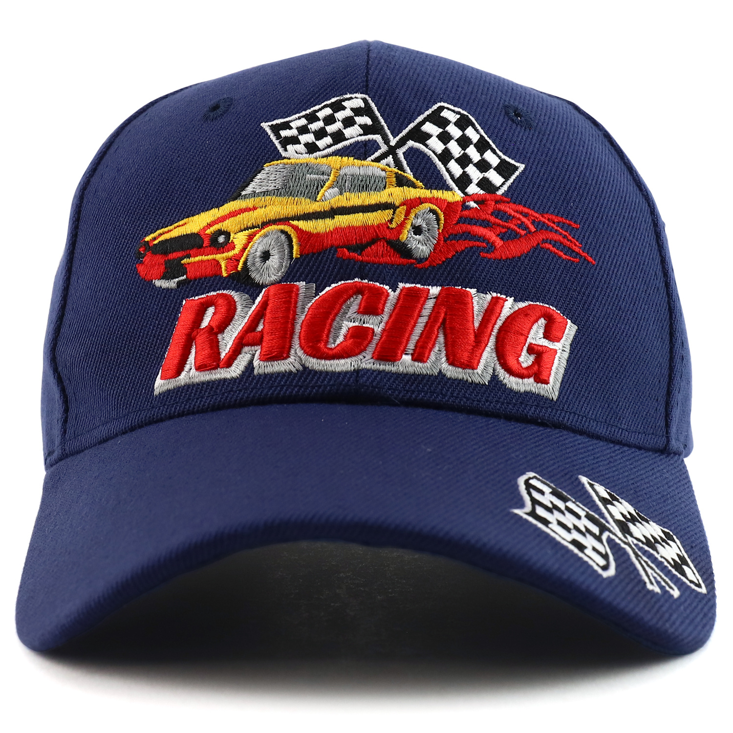 Racing 3d Embroidered Flame Car Race Flag Baseball Cap | Temu Temu
