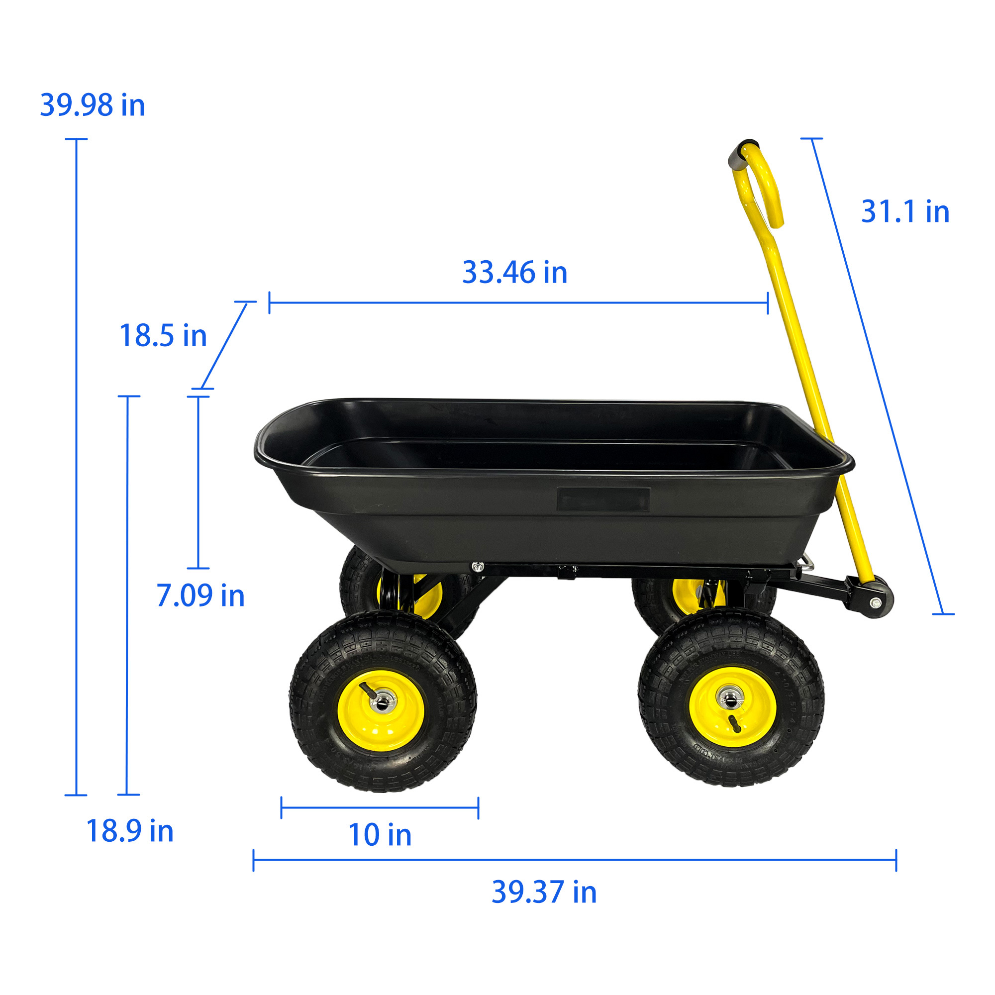 Garden Dump Cart Outdoor Wagon Pneumatic Tires - Temu