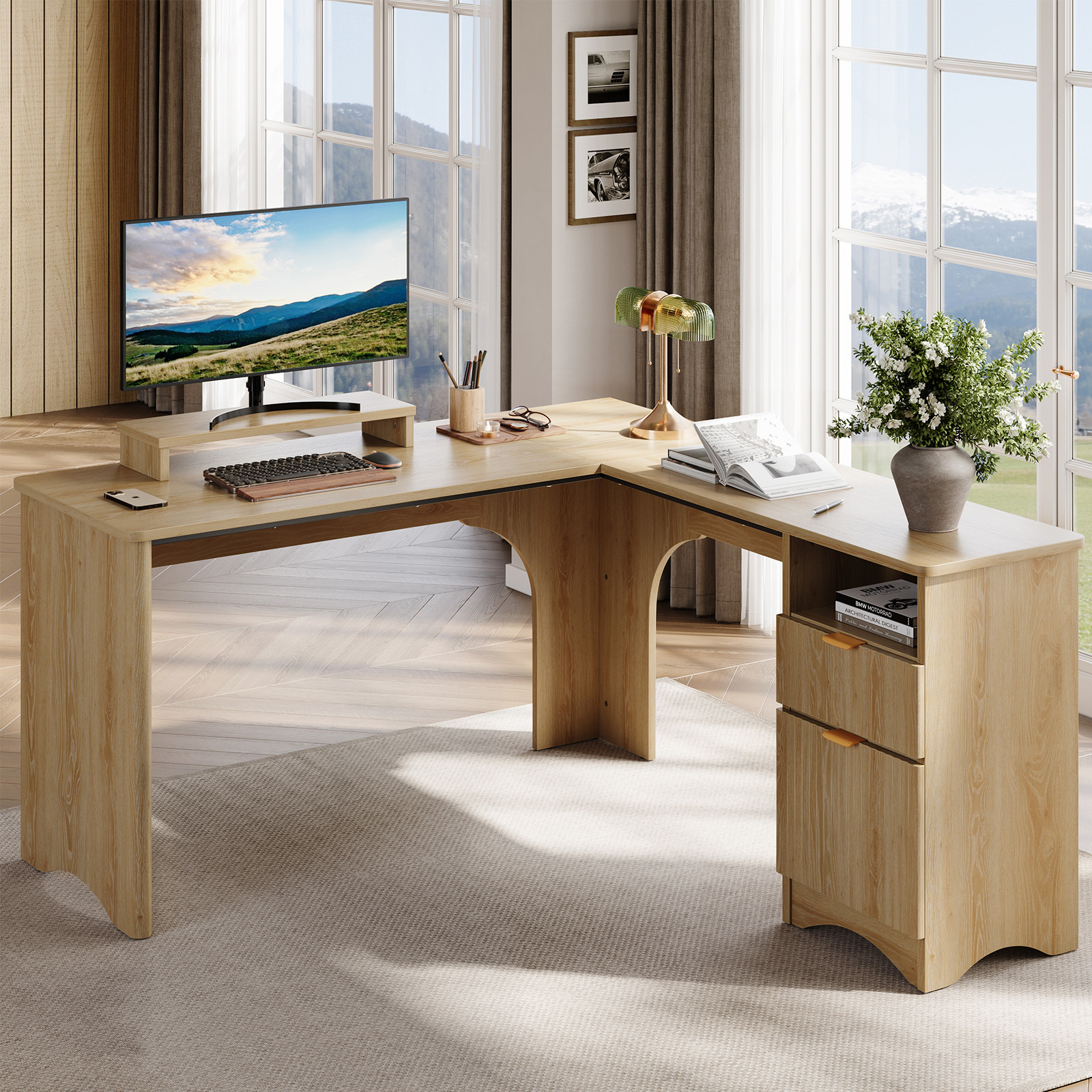 l shaped desk sold on Temu United States