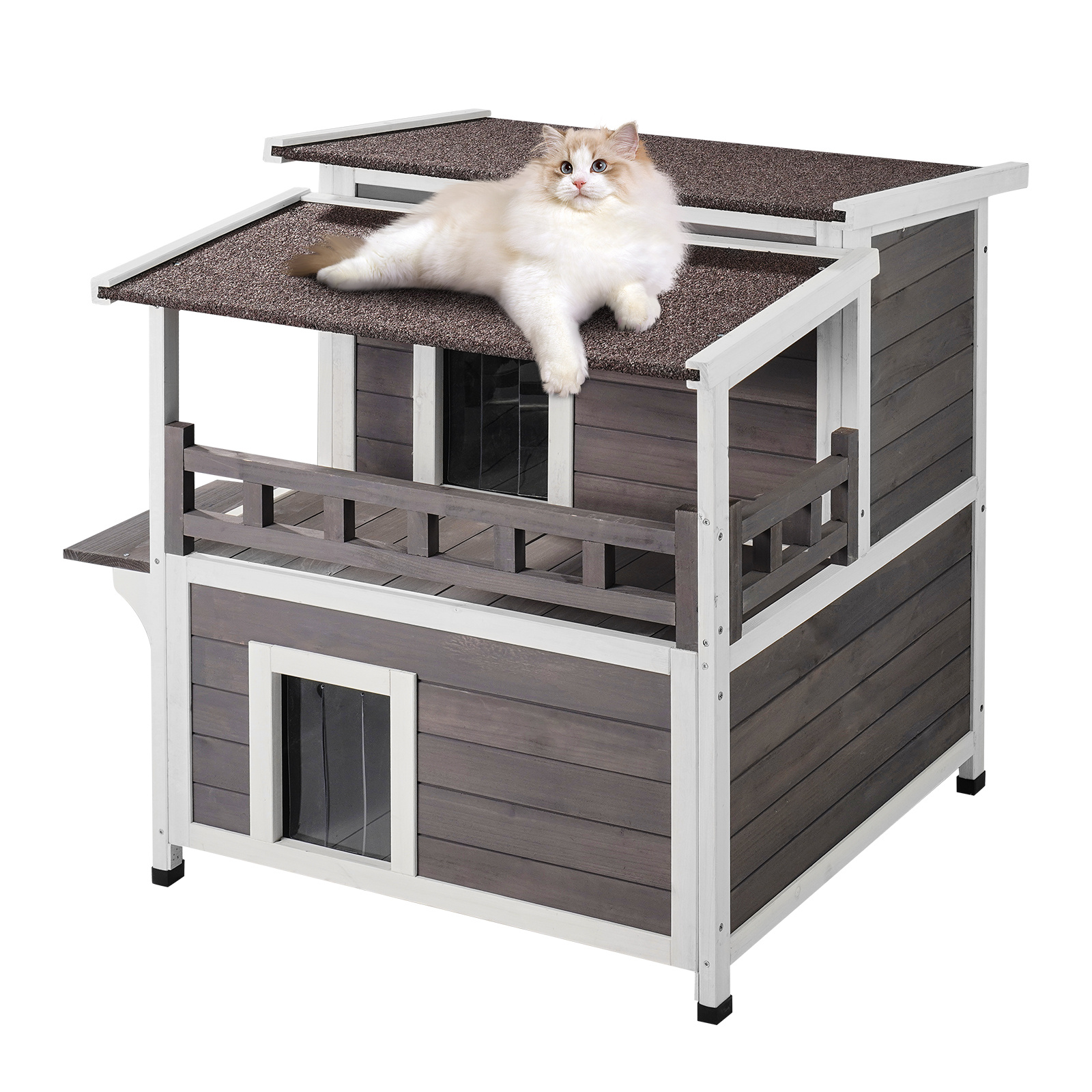Heated Cat House X-Zone Outdoor Wild Cat House Wooden Kitty Shelter ...