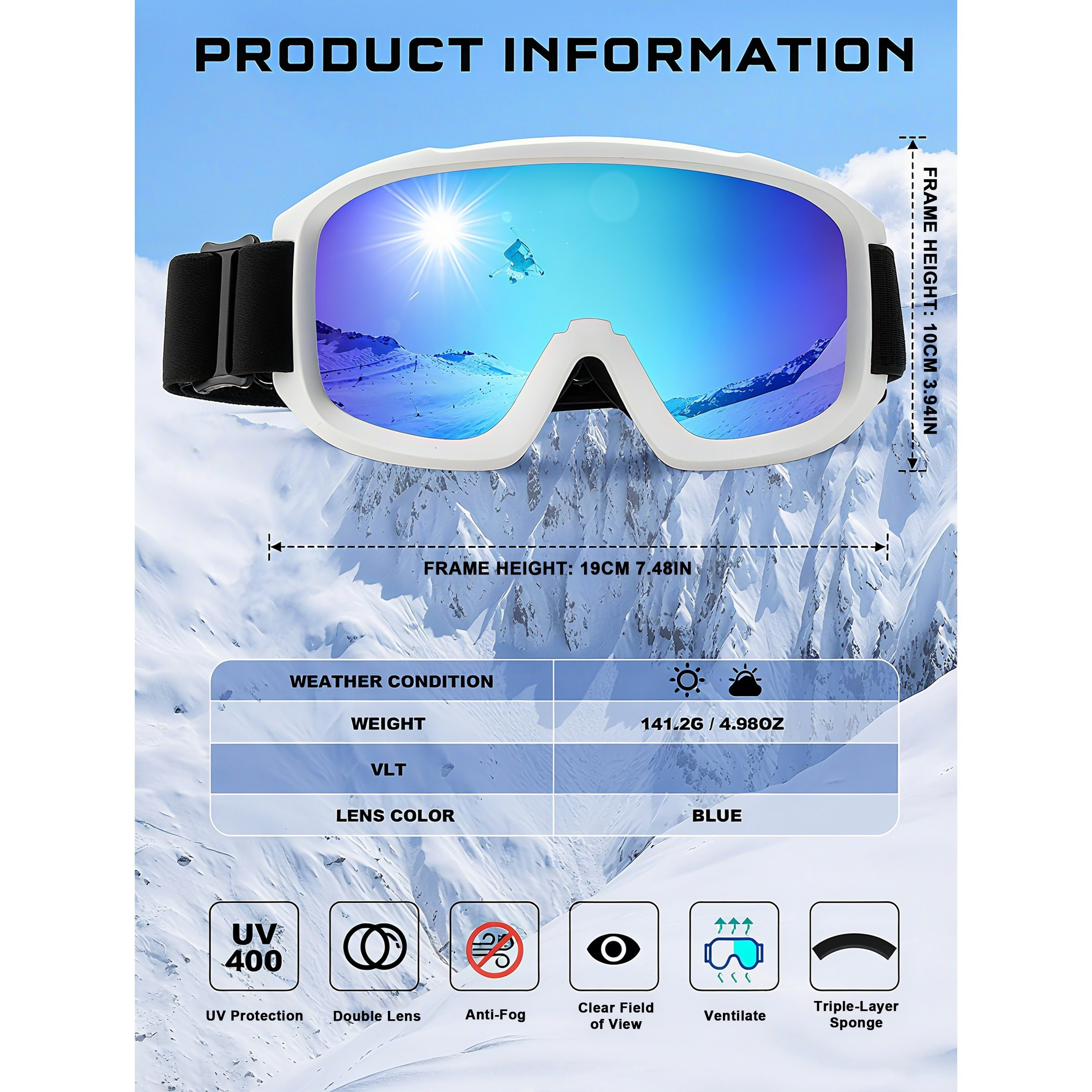 kids ski goggles sold on Temu United States