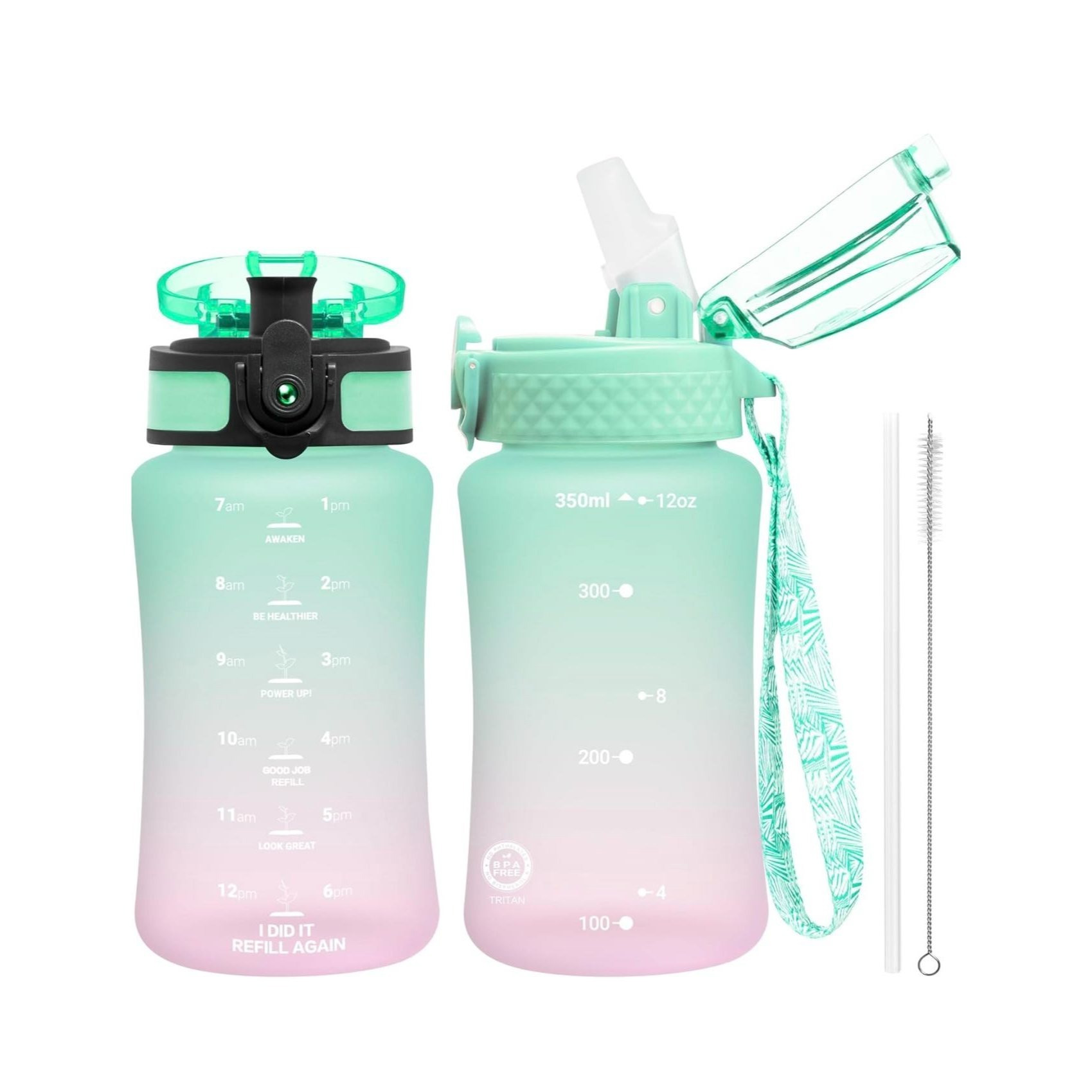 motivational water bottle straw sold on Temu United States