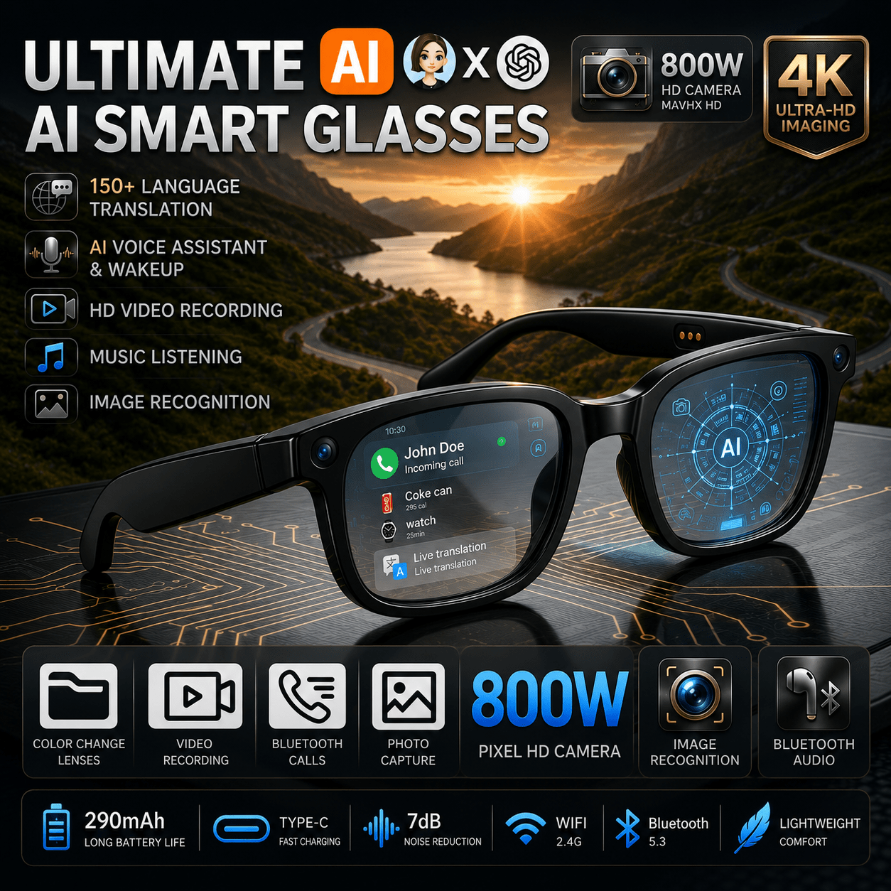 sunglasses with camera sold on Temu United States
