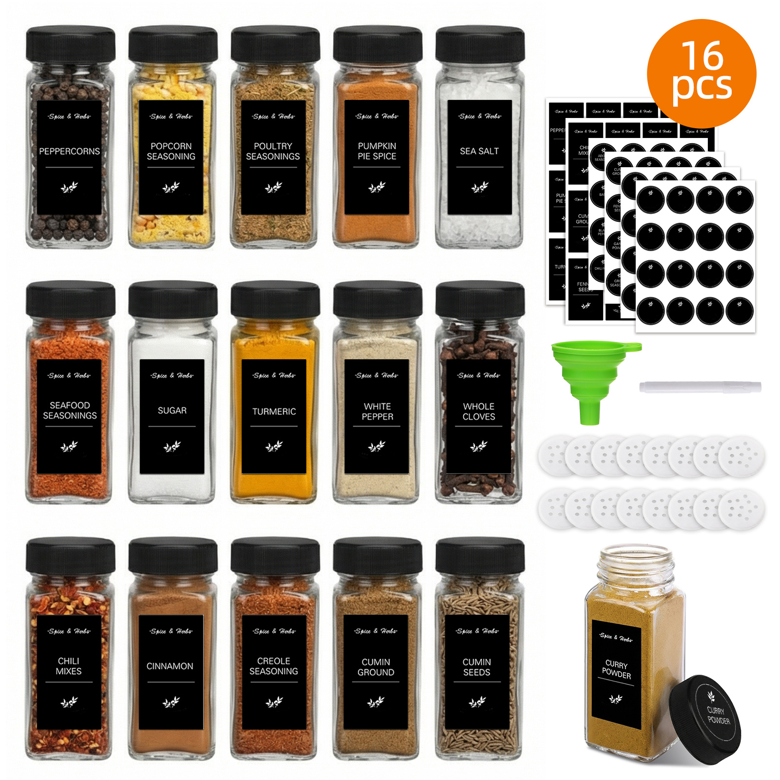 glass spice jars sold on Temu United States