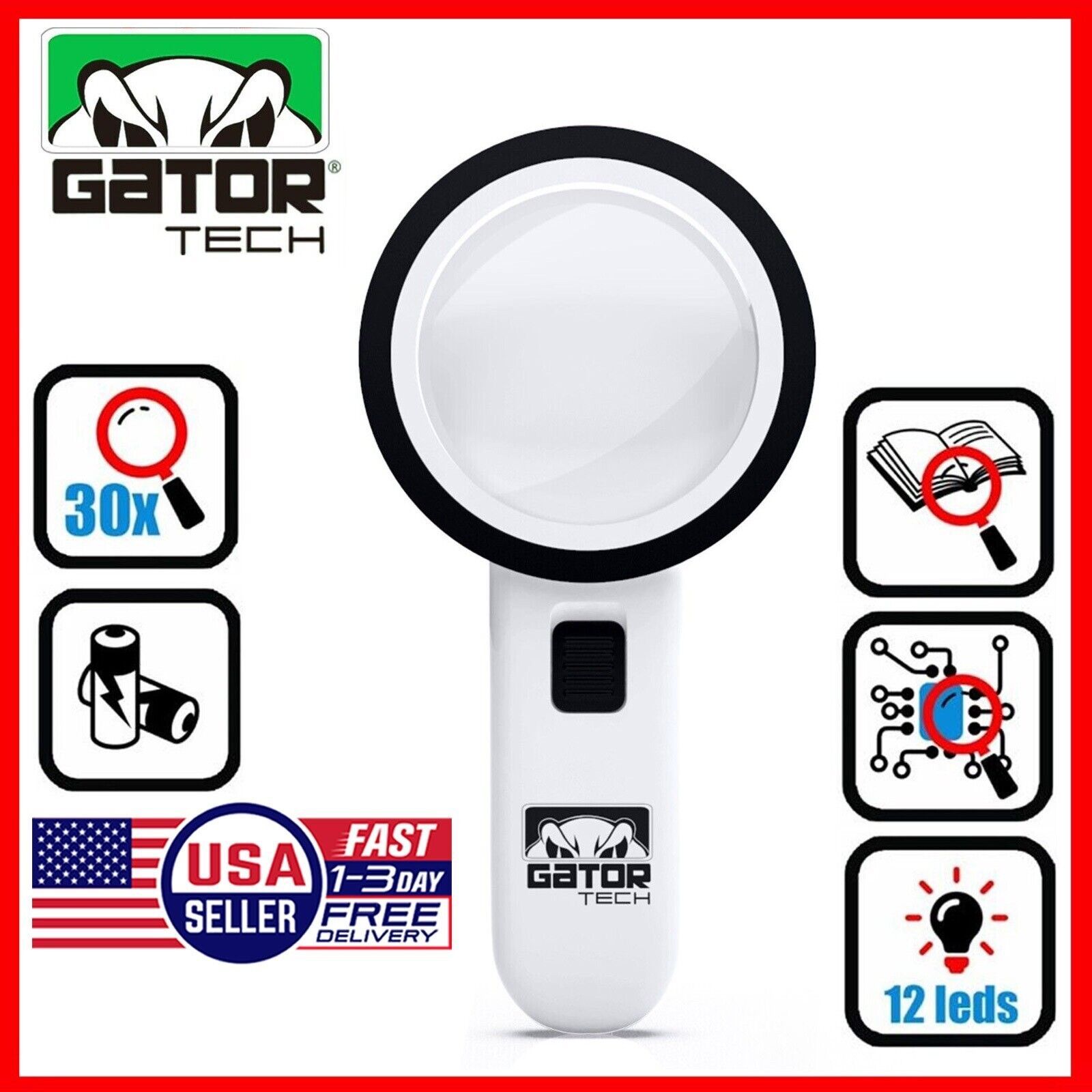 lighted magnifying glass sold on Temu United States
