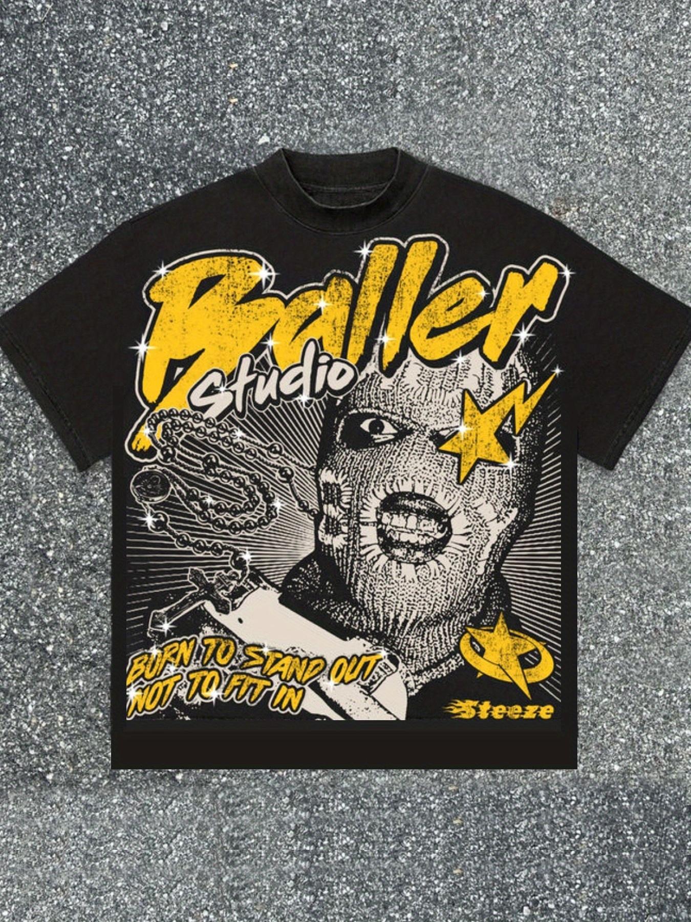 yellow and black graphic tee sold on Temu United States