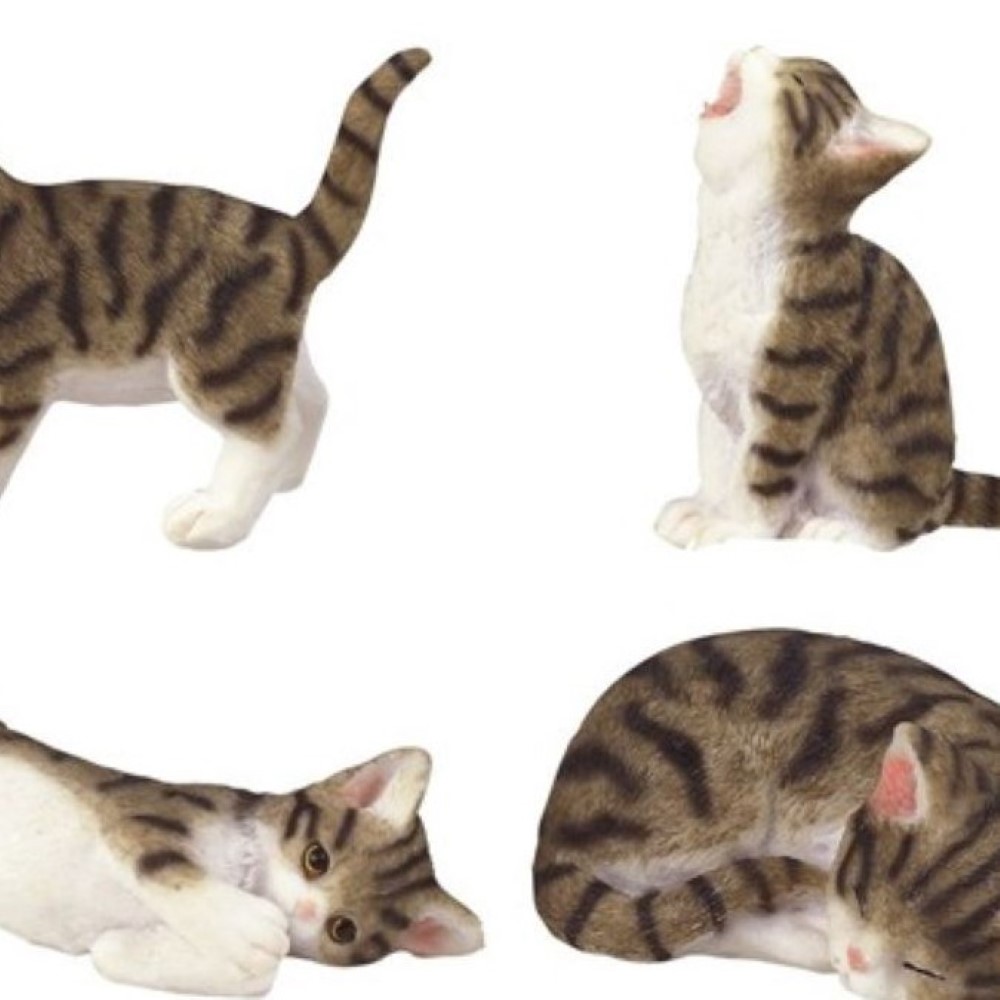 3"h Differne Poses Miniature Tan Tabby Cats Figurine Statue - Temu