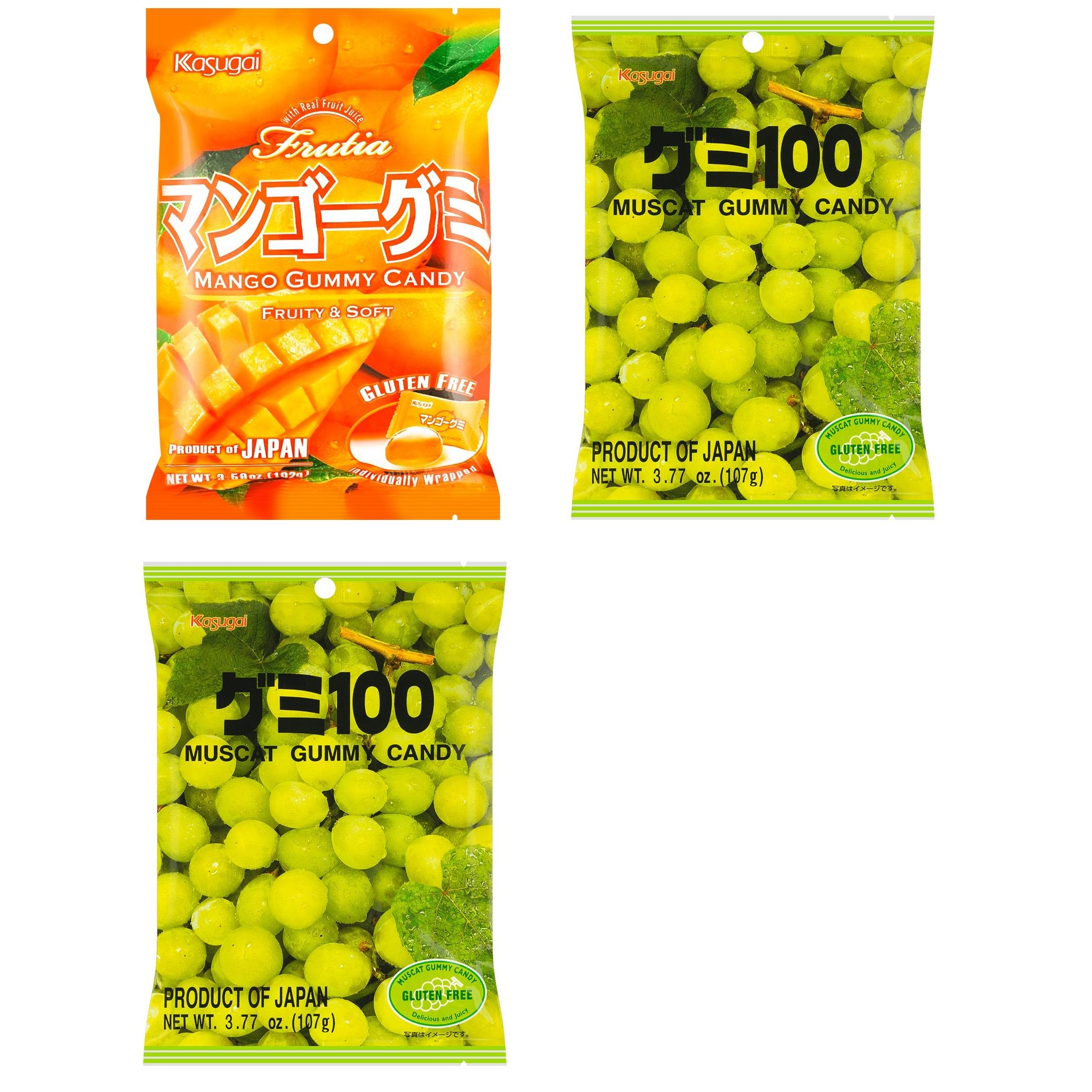 3 Packs Japanese Gummy Candy With Juice, (mango,mmuscat,mmuscat ...