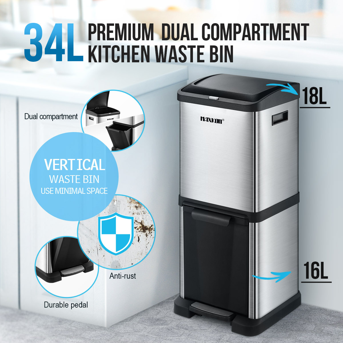 kitchen rubbish bins sold on Temu Australia