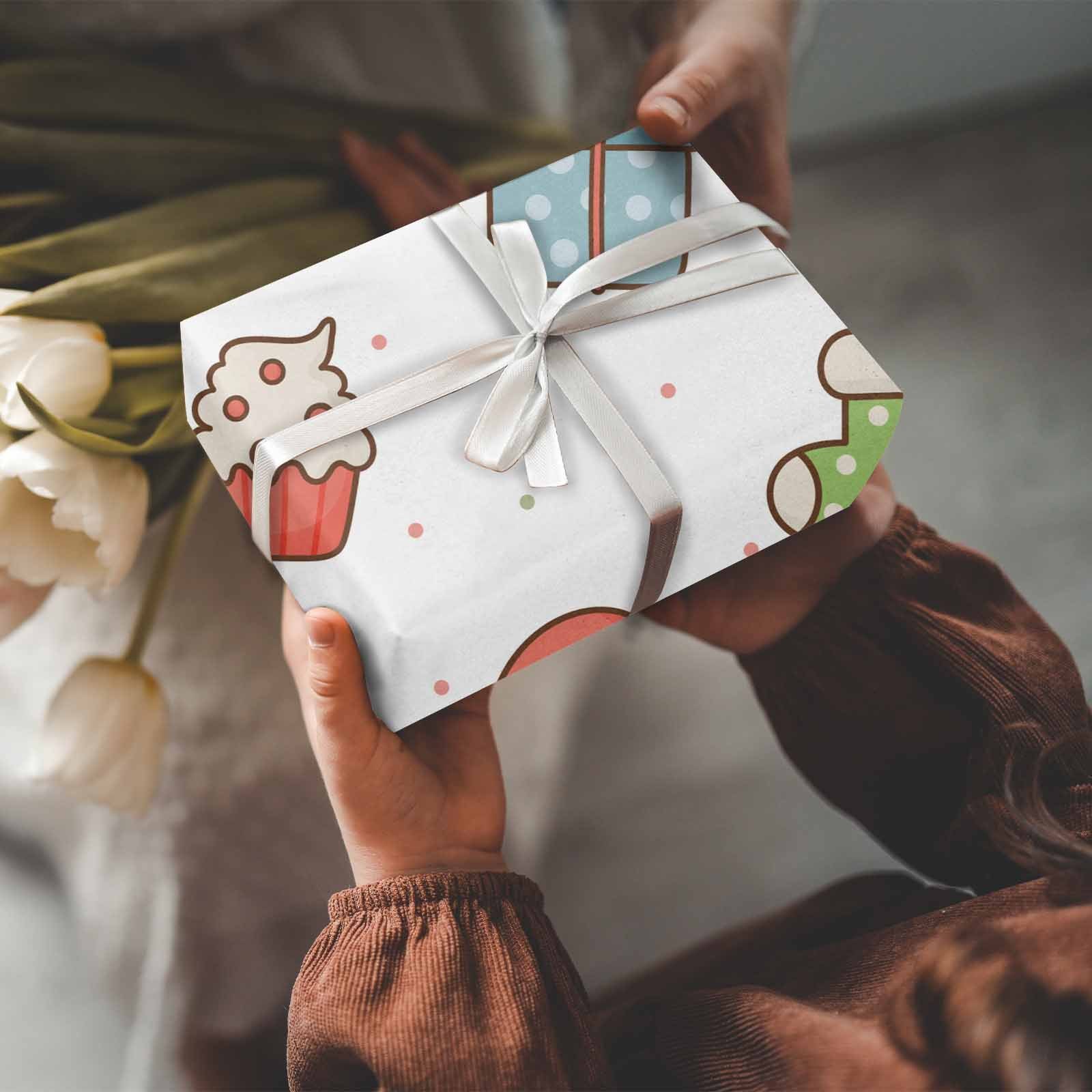 Festive Christmas Wrapping Paper Roll Cartoon Holiday Icons - Temu