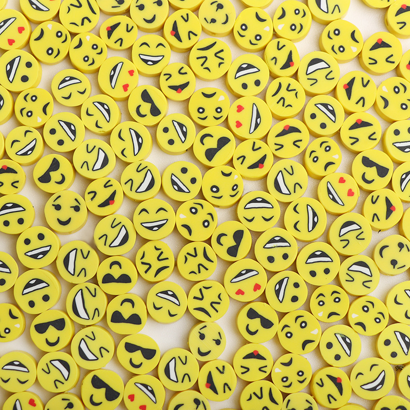 100pcs Yellow Cute Soft Pottery Funny Expression Smiley Handmade ...