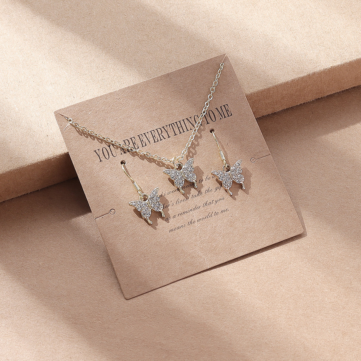 Rhinestone Diamond Butterfly Rings And Pendant - Temu