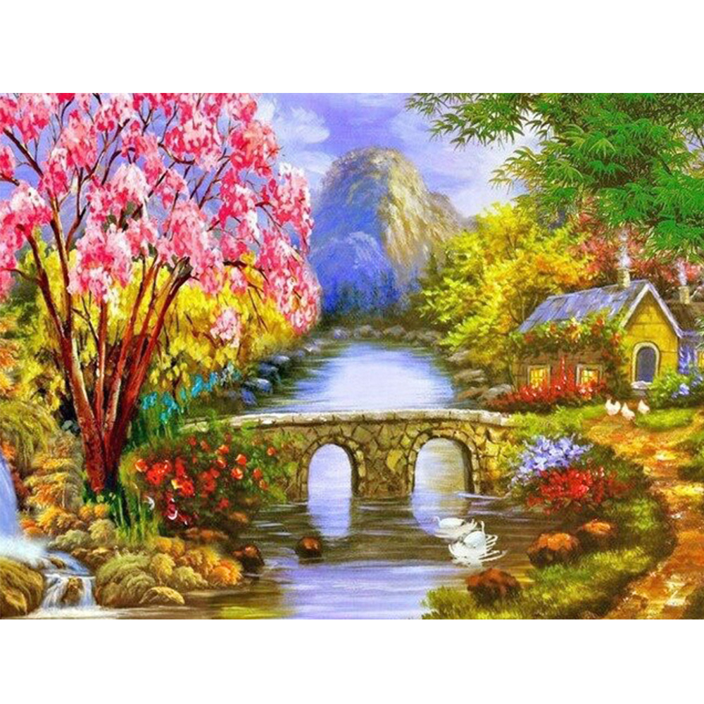 1pc 20 30cm 7 87 11 81inch diy frameless painting landscape and bridge ...
