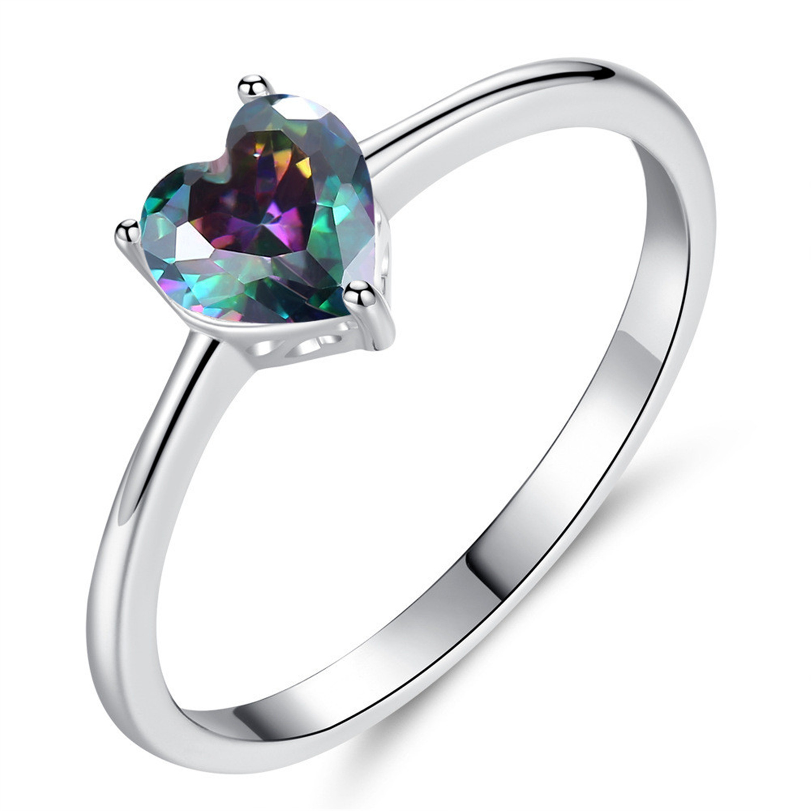 Korean Temperament Women's Colored Zircon Heart Ring - Temu Norway