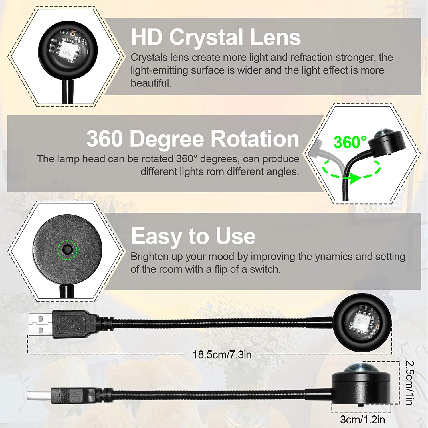 Sunset Lamp Projector Led Night Light Projection Rainbow - Temu