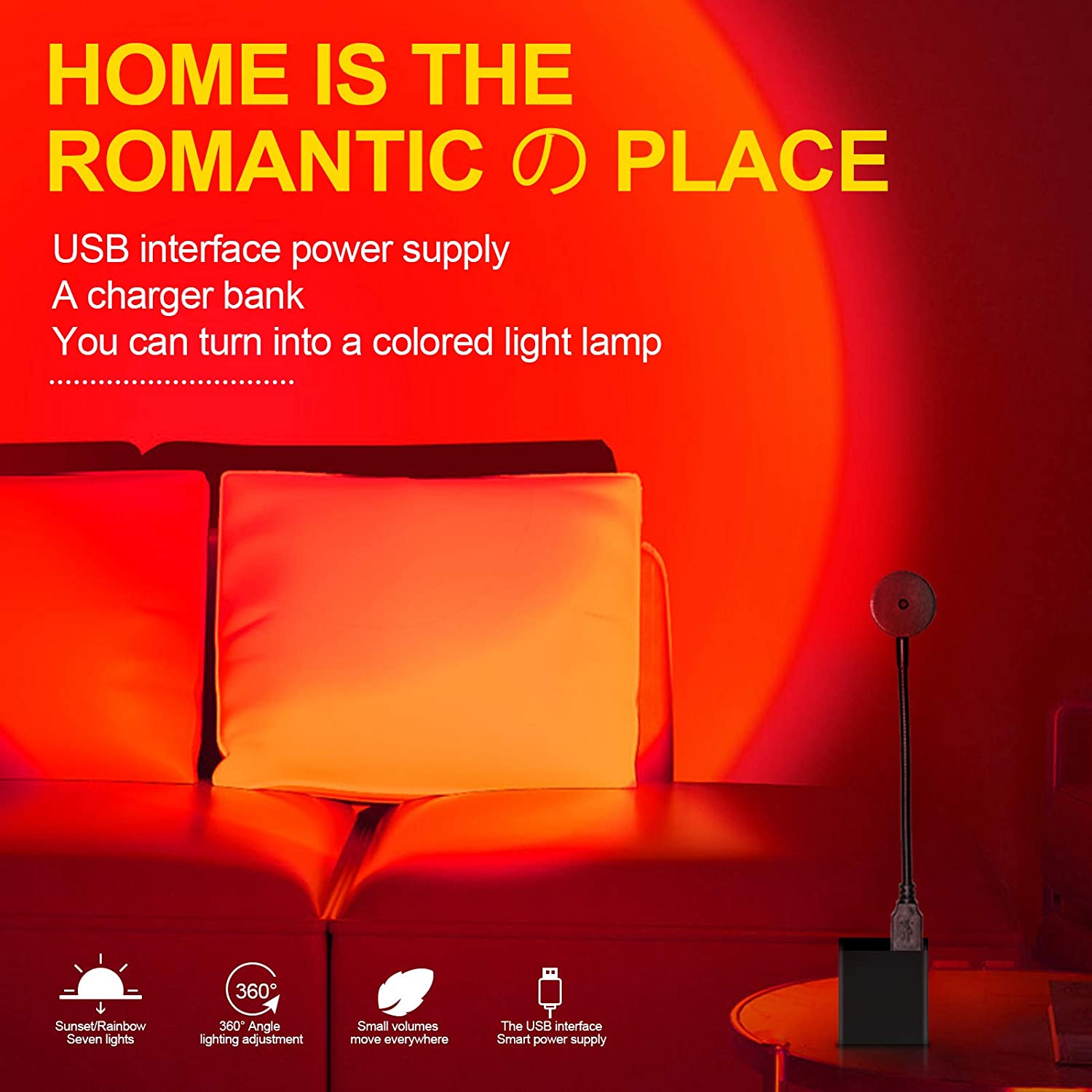 Sunset Lamp Projector Led Night Light Projection Rainbow - Temu