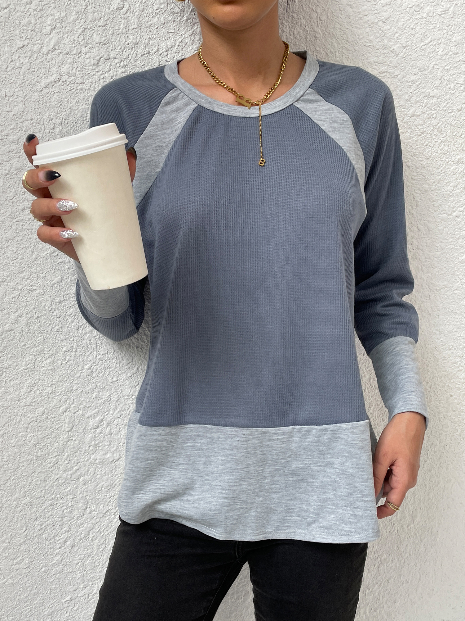 ribbed long sleeve tee - Temu New Zealand