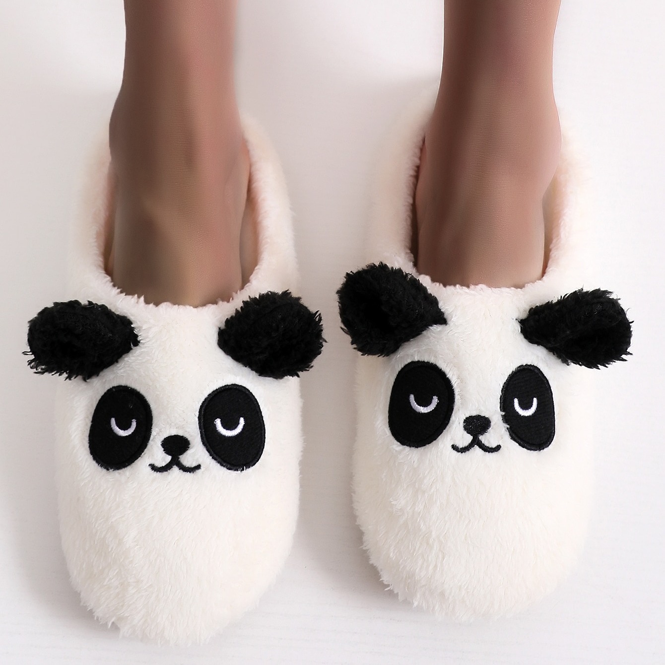Fluffy Bedroom Slippers Women's Cartoon Panda Design - Temu