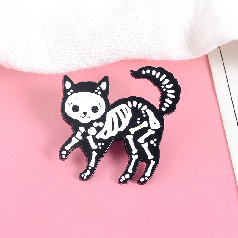 halloween skull black cat oil brooch - Temu Australia