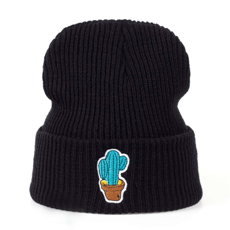 Ladies Cactus Embroidered Knit Hat Man Unisex - Temu United Kingdom