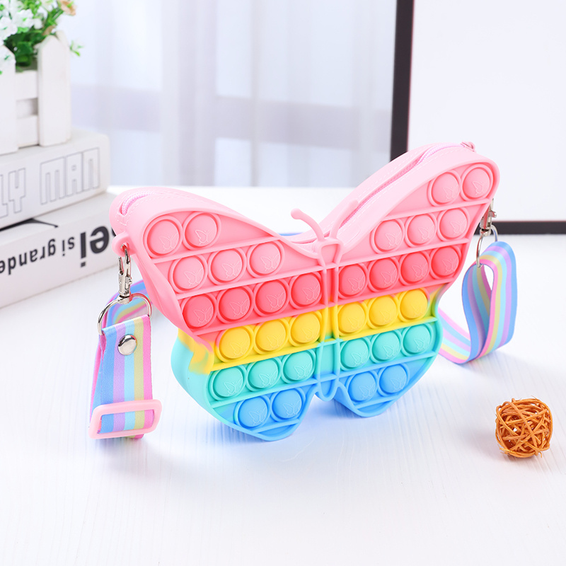 Pop Purse For Girls Butterfly Pop Shoulder Bag Fidgets Toys Handbags ...