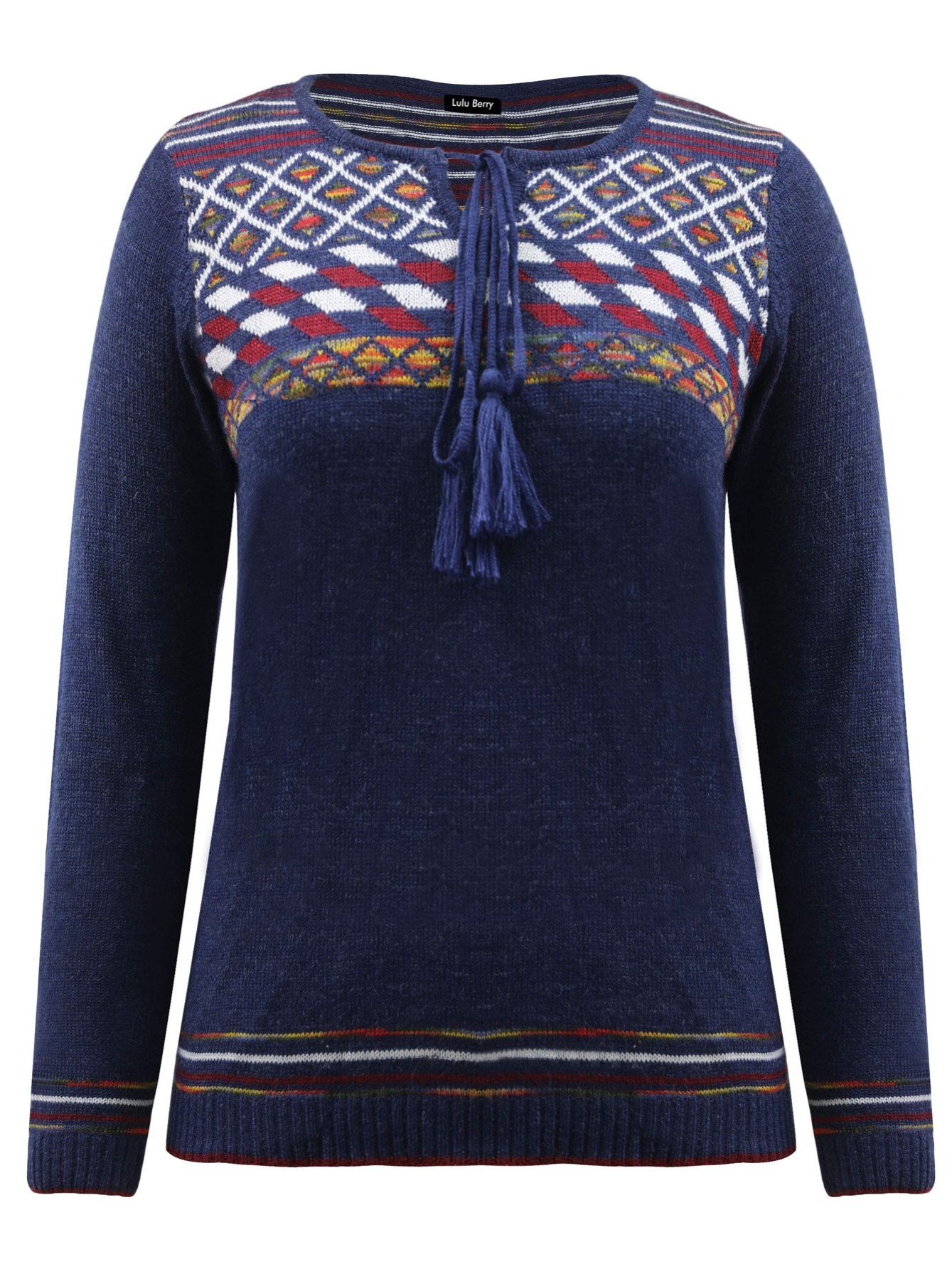 Women's Sweater Casual Drawstring Printed Pullover Sweater - Temu ...