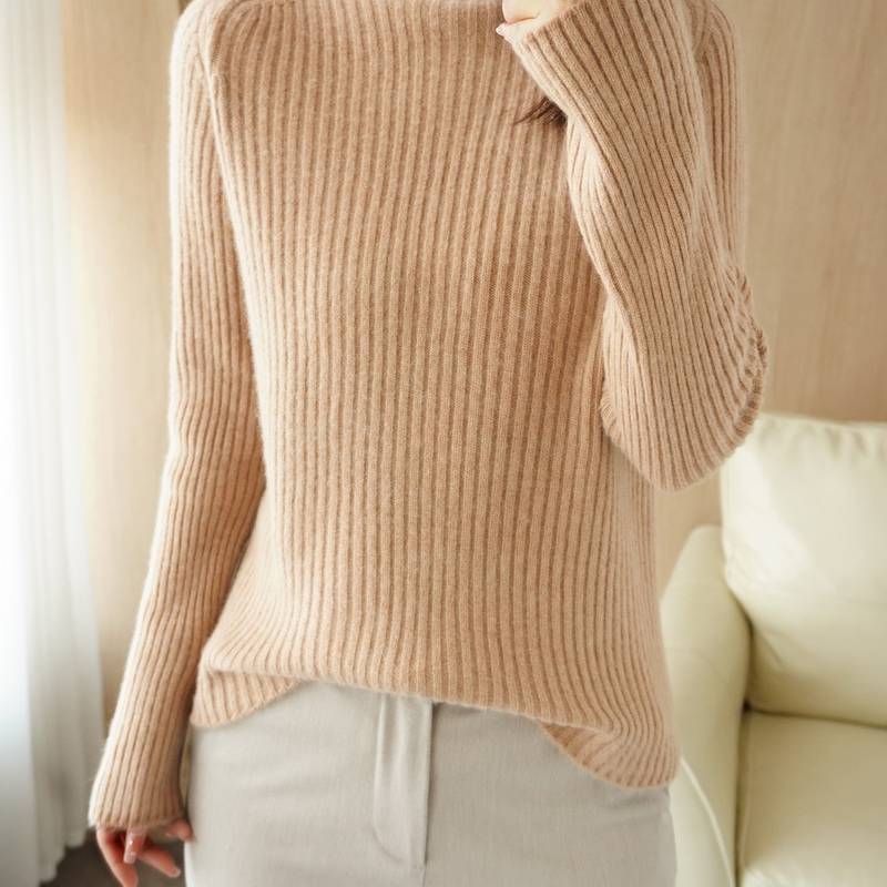 Womens Cable Knit Drop Shoulder High Neckline Long Sleeve Casual