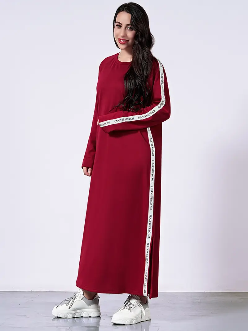 Womens Dresses Casual Round Neck Colorblock Loose Longline Temu Norway
