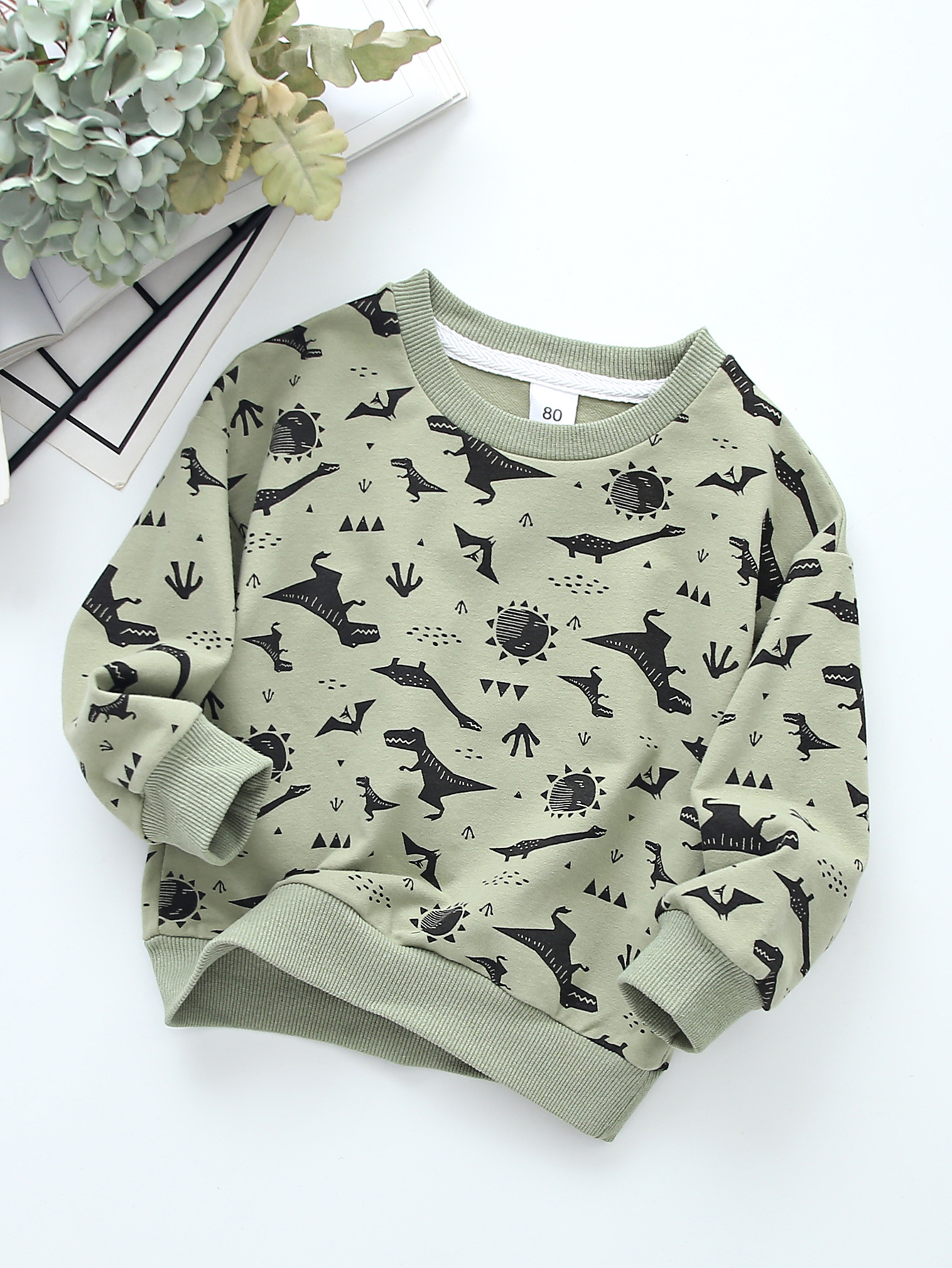 boys full print dinosaur print sweatshirt children's round - Temu Norway