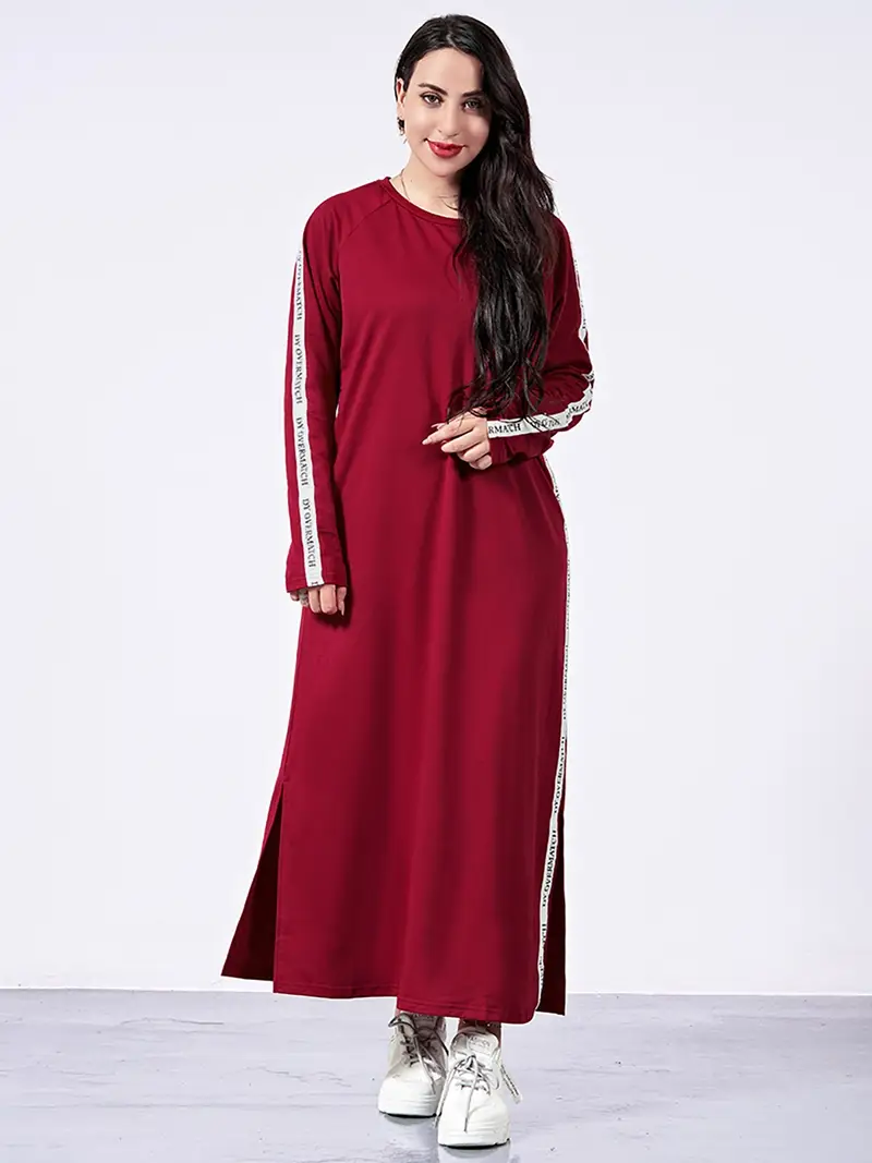 Womens Dresses Casual Round Neck Colorblock Loose Longline Temu Norway