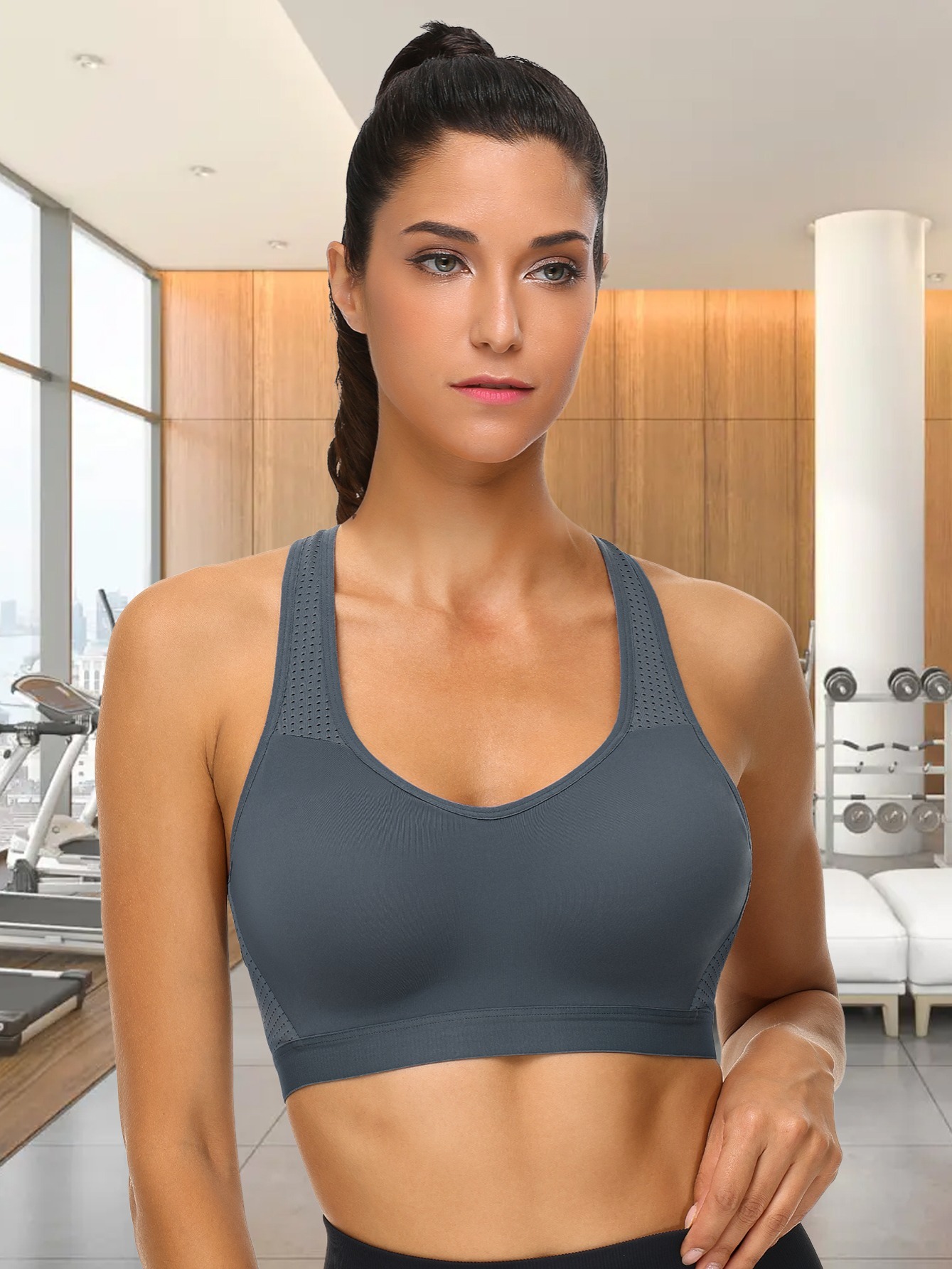 Women's Integrated Thick Mold Cup Mesh Cloth Leisure Sports - Temu Australia