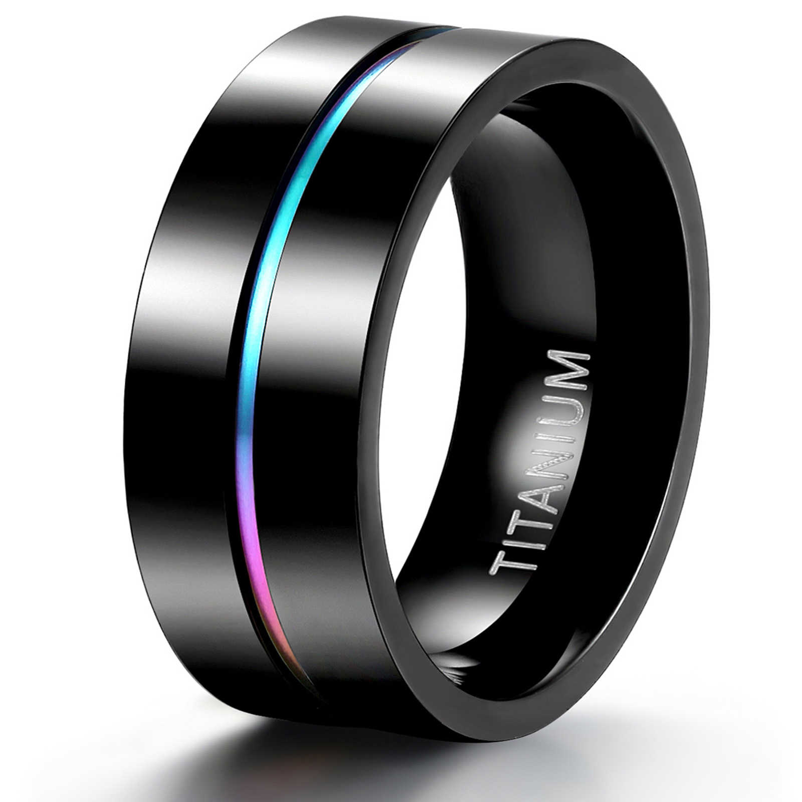 Men's Fashionable Black Titanium Ring - Temu United Kingdom