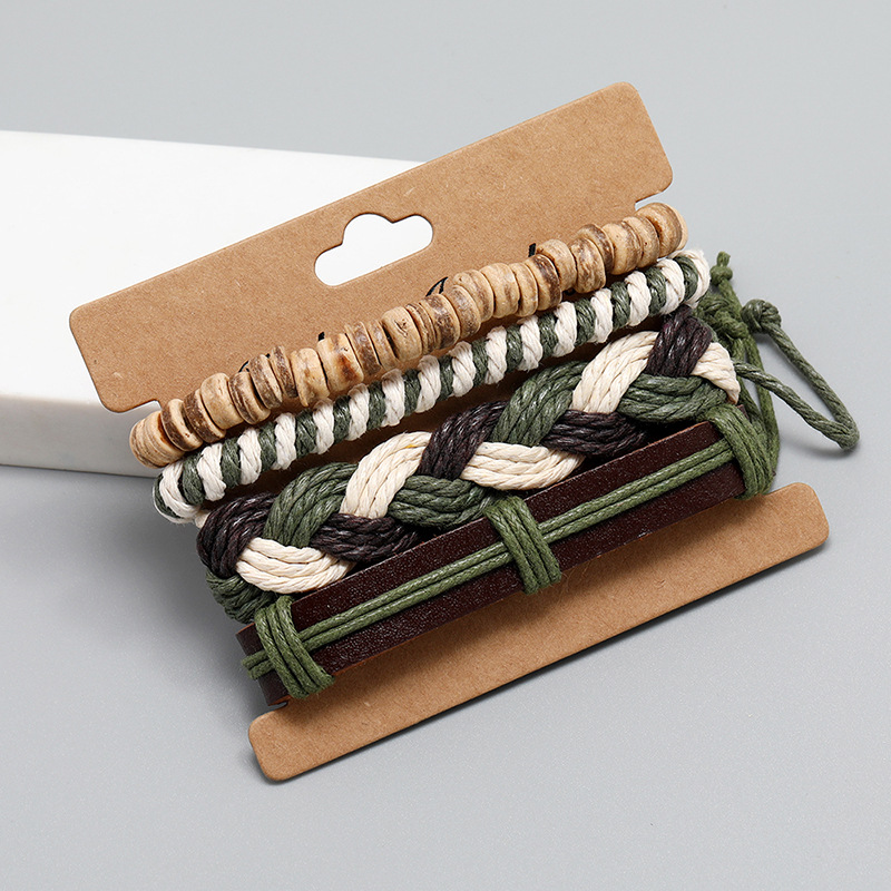 4pcs Men's Leather Braided Twist Bracelets - Jewelry & Accessories ...