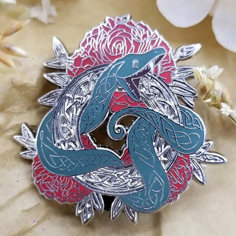1pc Creative Black Snake Flower Nordic Embroidery Badge - Temu United ...