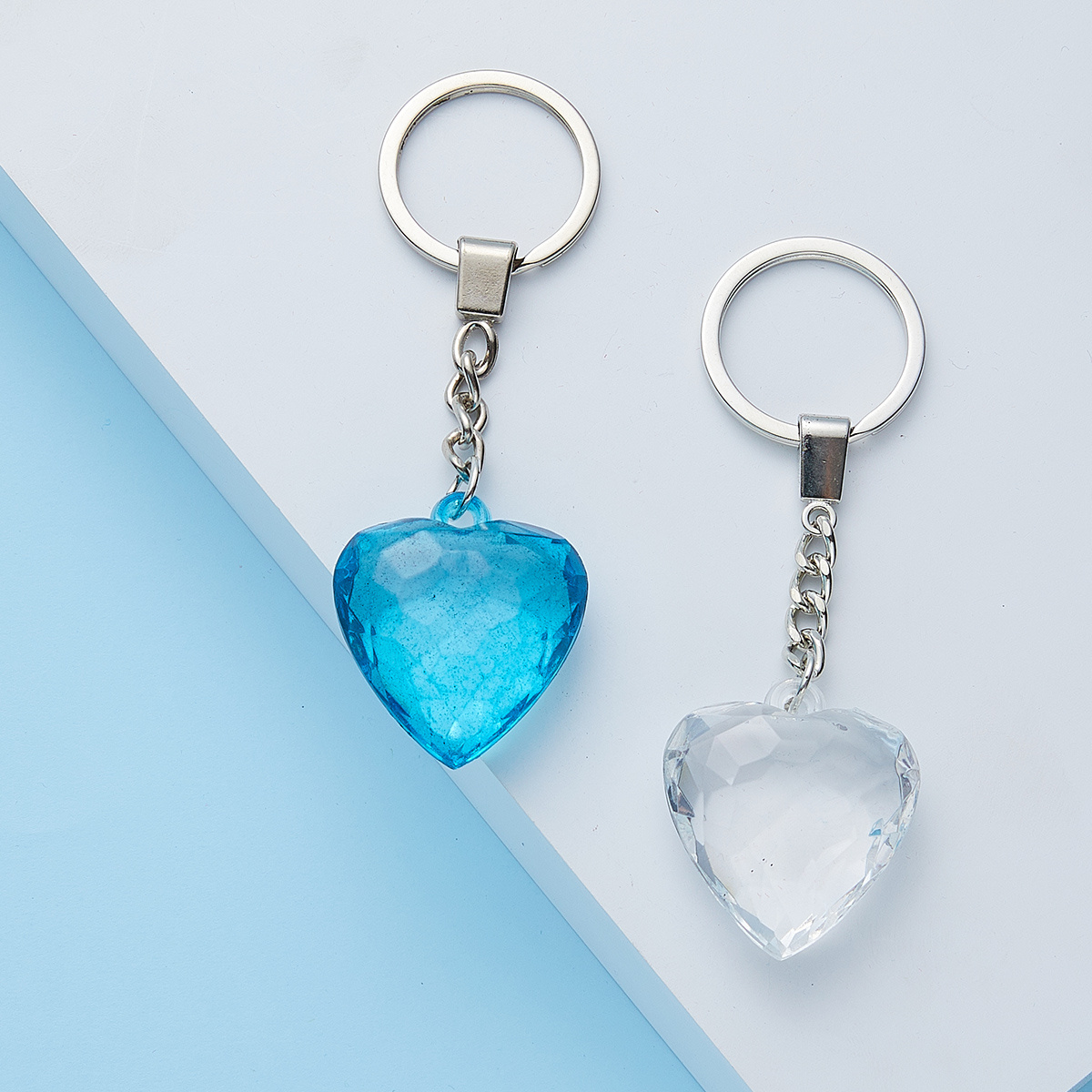 2pcs Faceted Crystal Heart Pendant Keychain - Jewelry & Accessories ...