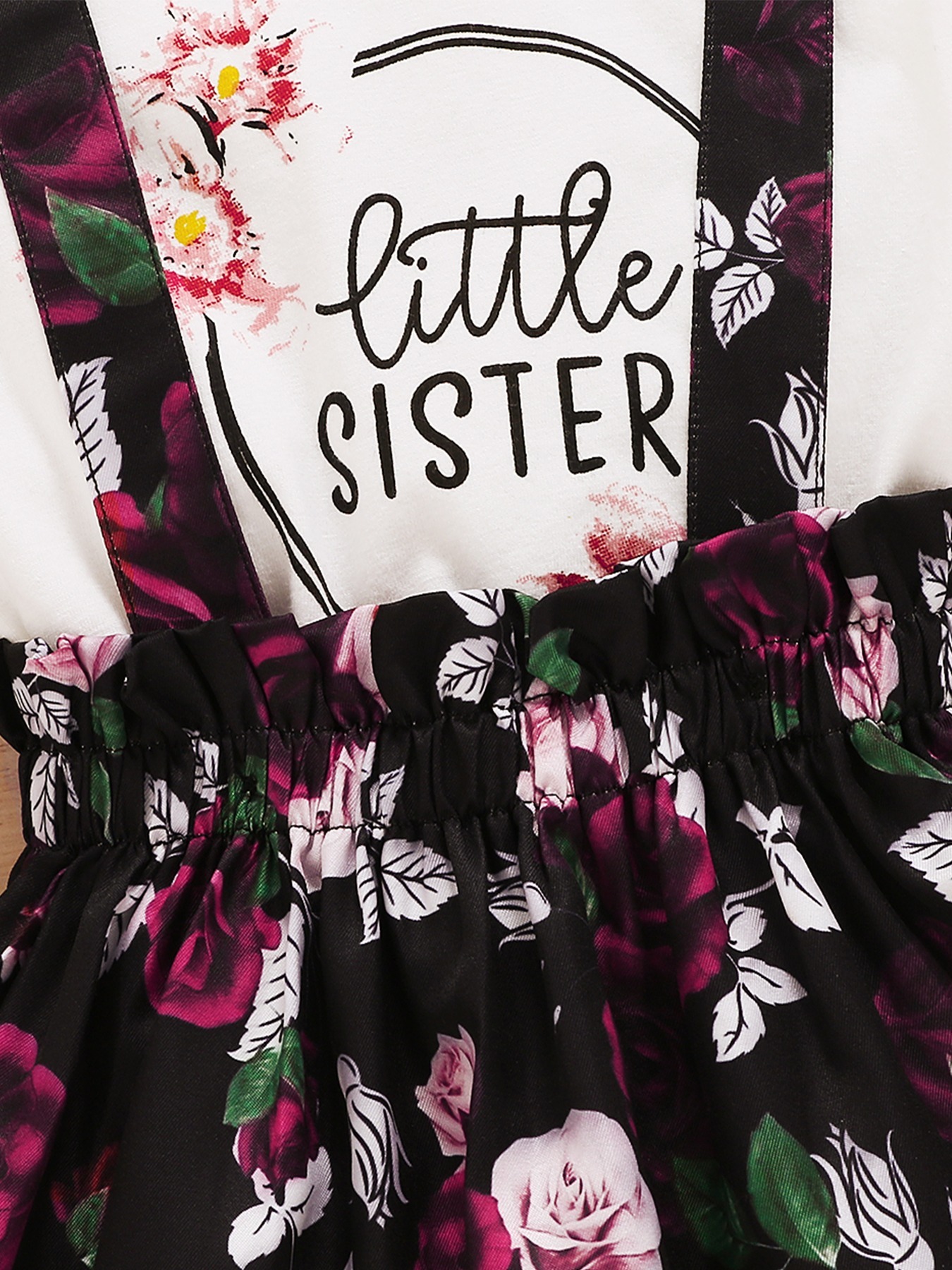 Baby Girls Rose Graphic Ruffle Trim Top Floral Print - Temu Netherlands