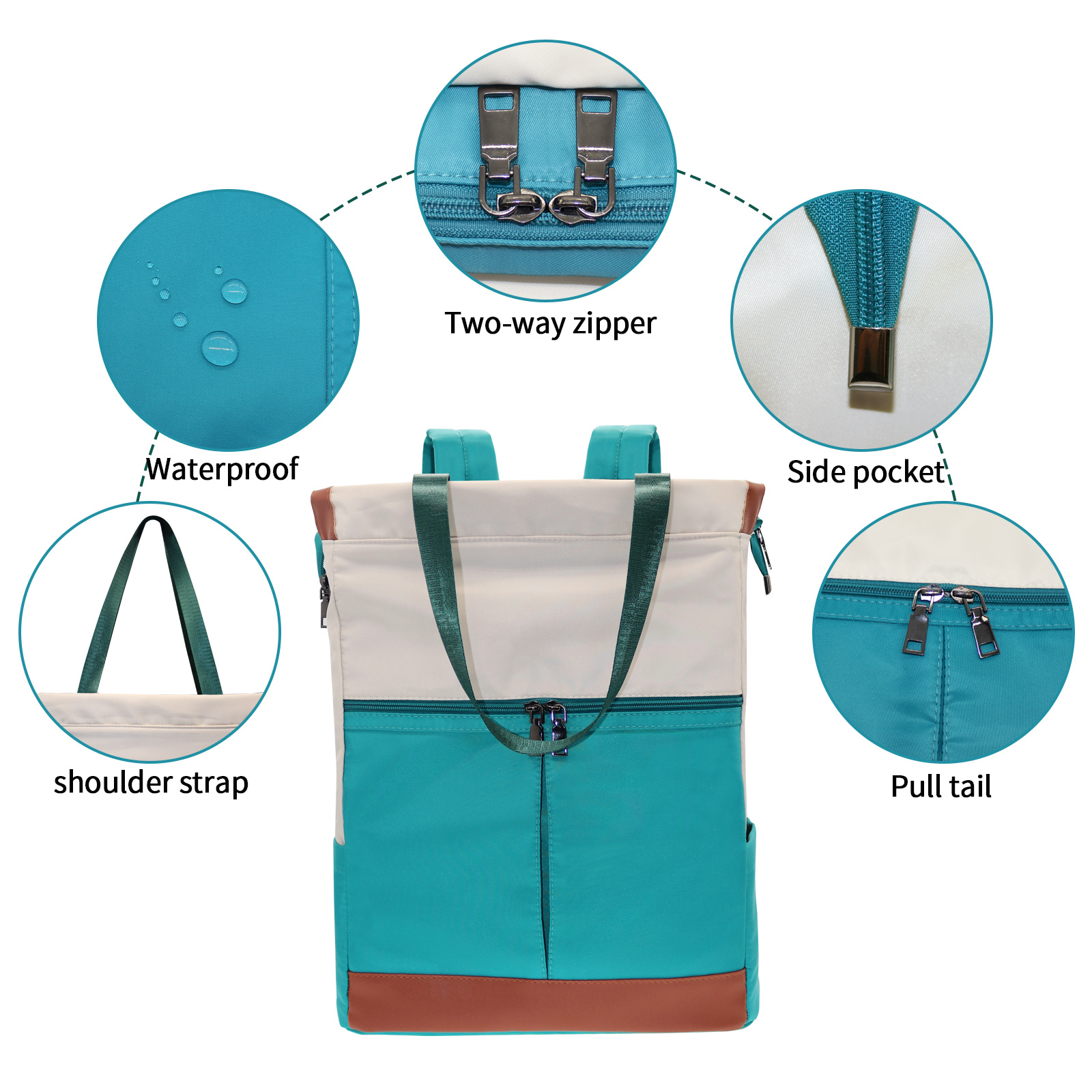 Waterproof Large Capacity Zip Nylon Laptop Backpack Travel - Temu Norway